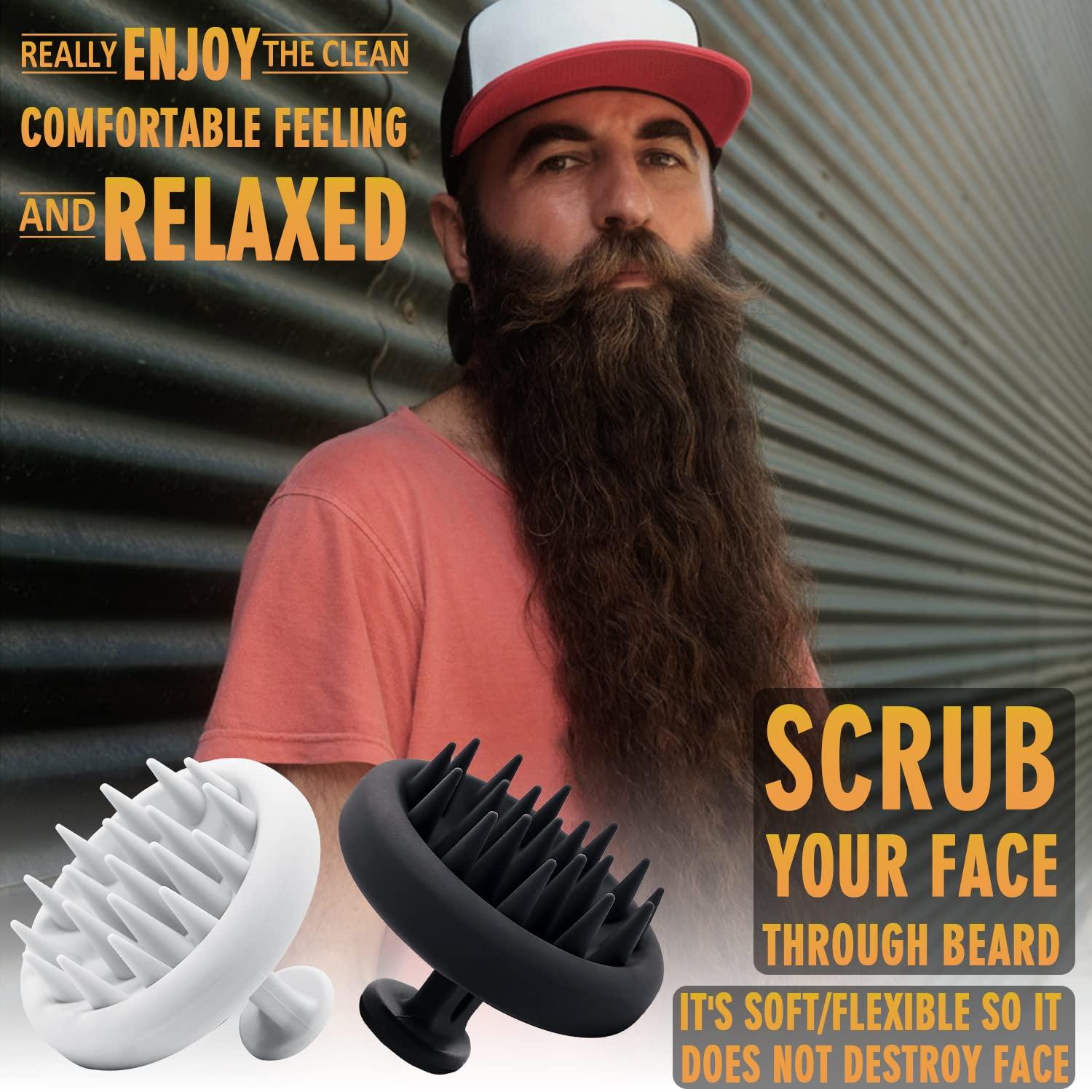 Professional Beard Brush for Men - Silicone Scrubber for Hair & Beard ...