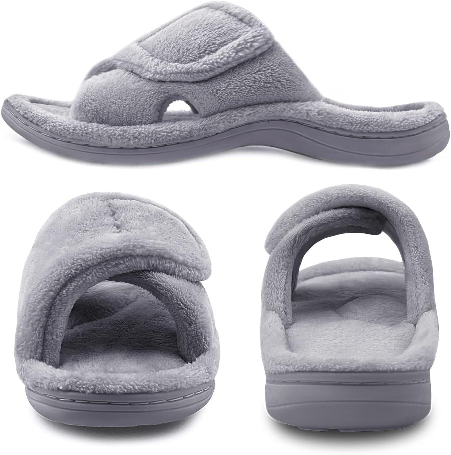 Women's Adjustable Diabetic Slippers - Memory Foam House Shoes with ...