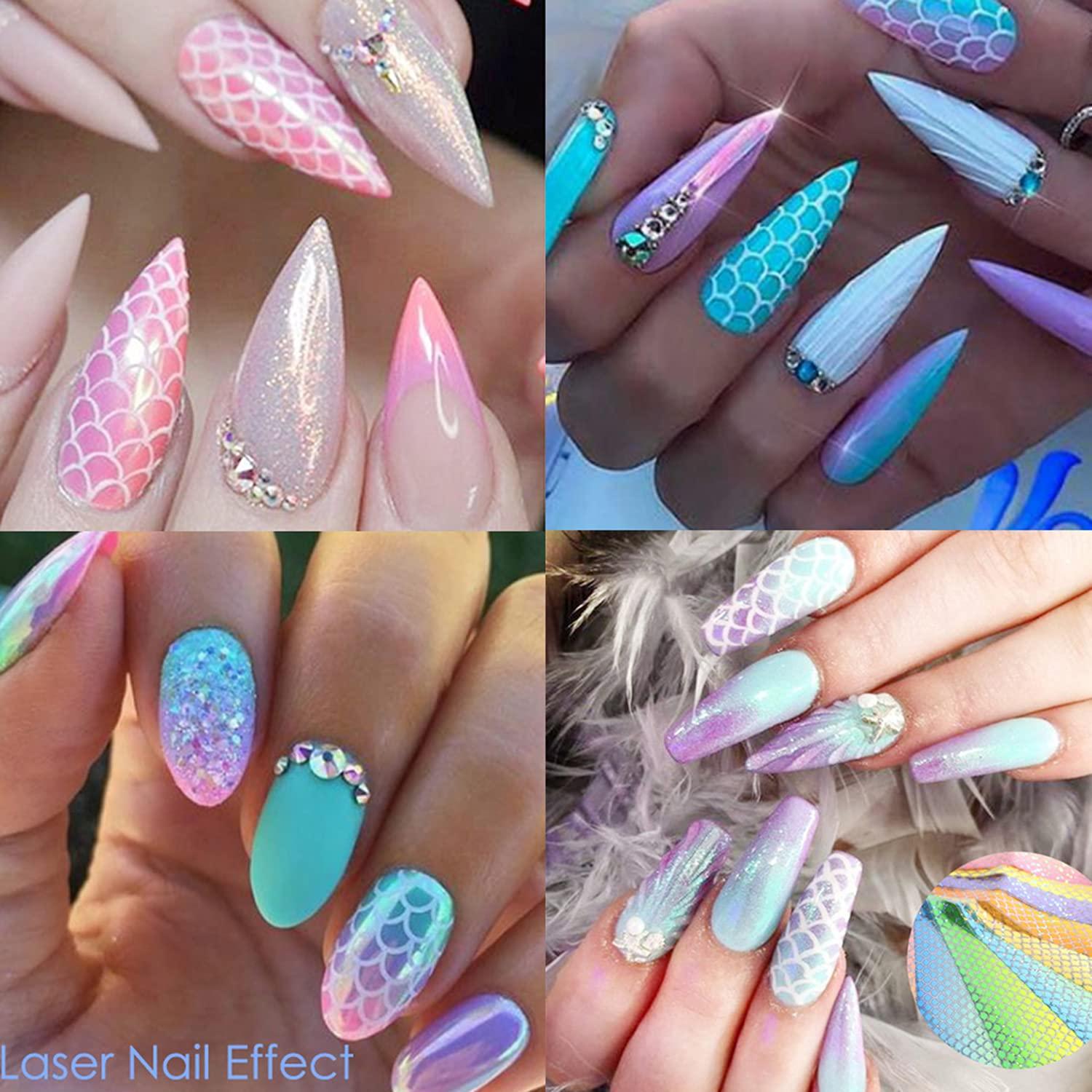 Colorful Fish Scales Nail Art Foils - Holographic Mermaid Design for ...