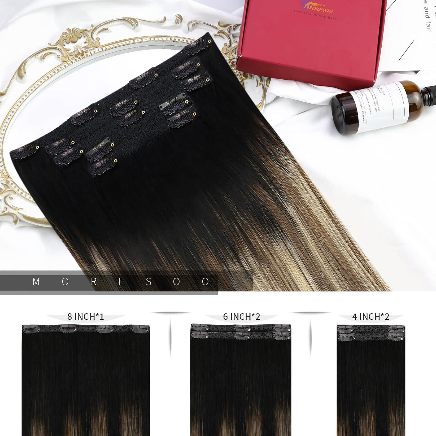 Affordable Moresoo Clip-In Real Hair Extensions - Black to Brown ...