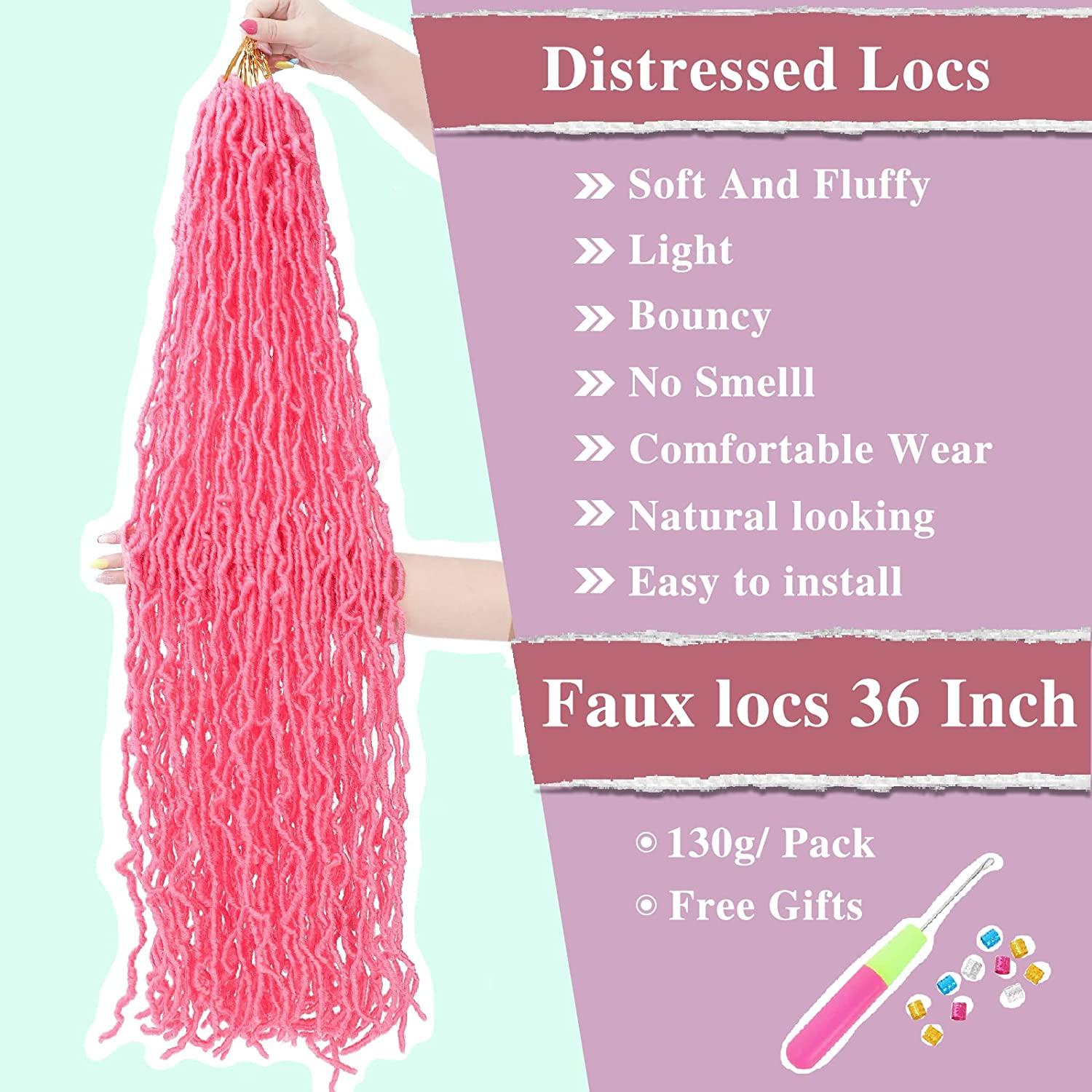 Pink Soft 36 Inch Faux Locs Crochet Hair | 6 Packs for Black Women ...