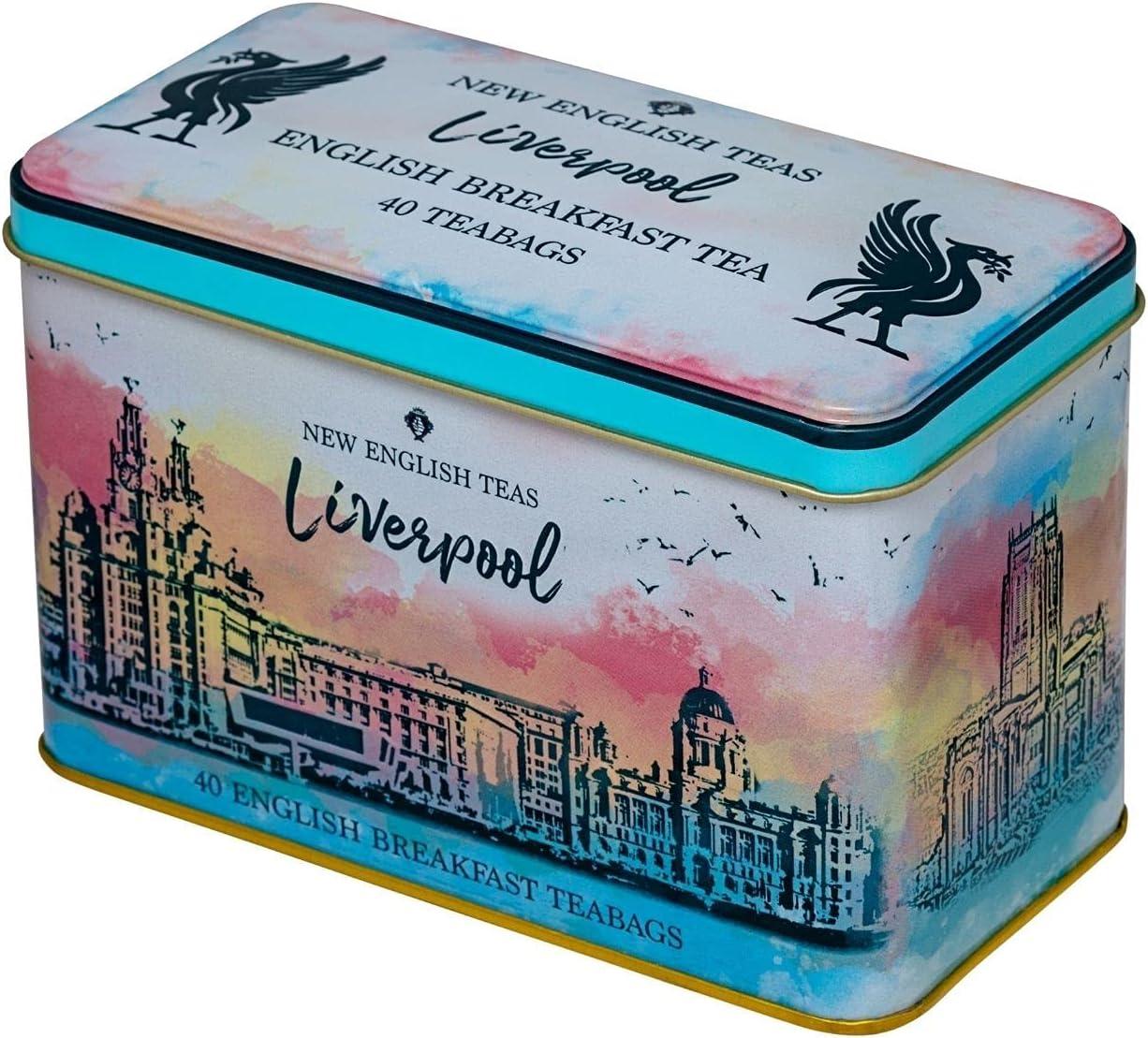 New English Teas Liverpool Gifts Tea Caddy with 40 English Breakfast ...