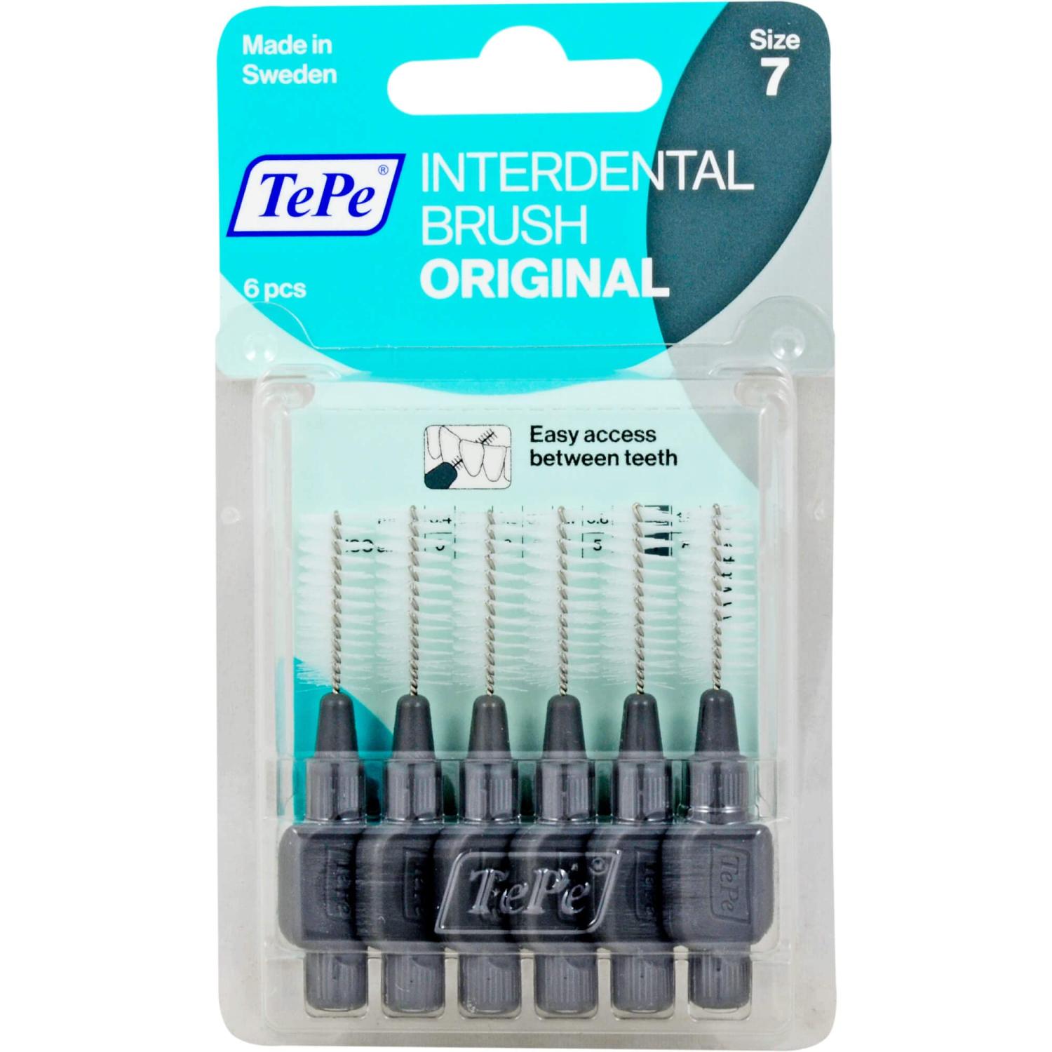 TePe Interdental Brushes Grey 1.3 mm Blister Pack of 6 - Optimal Oral ...