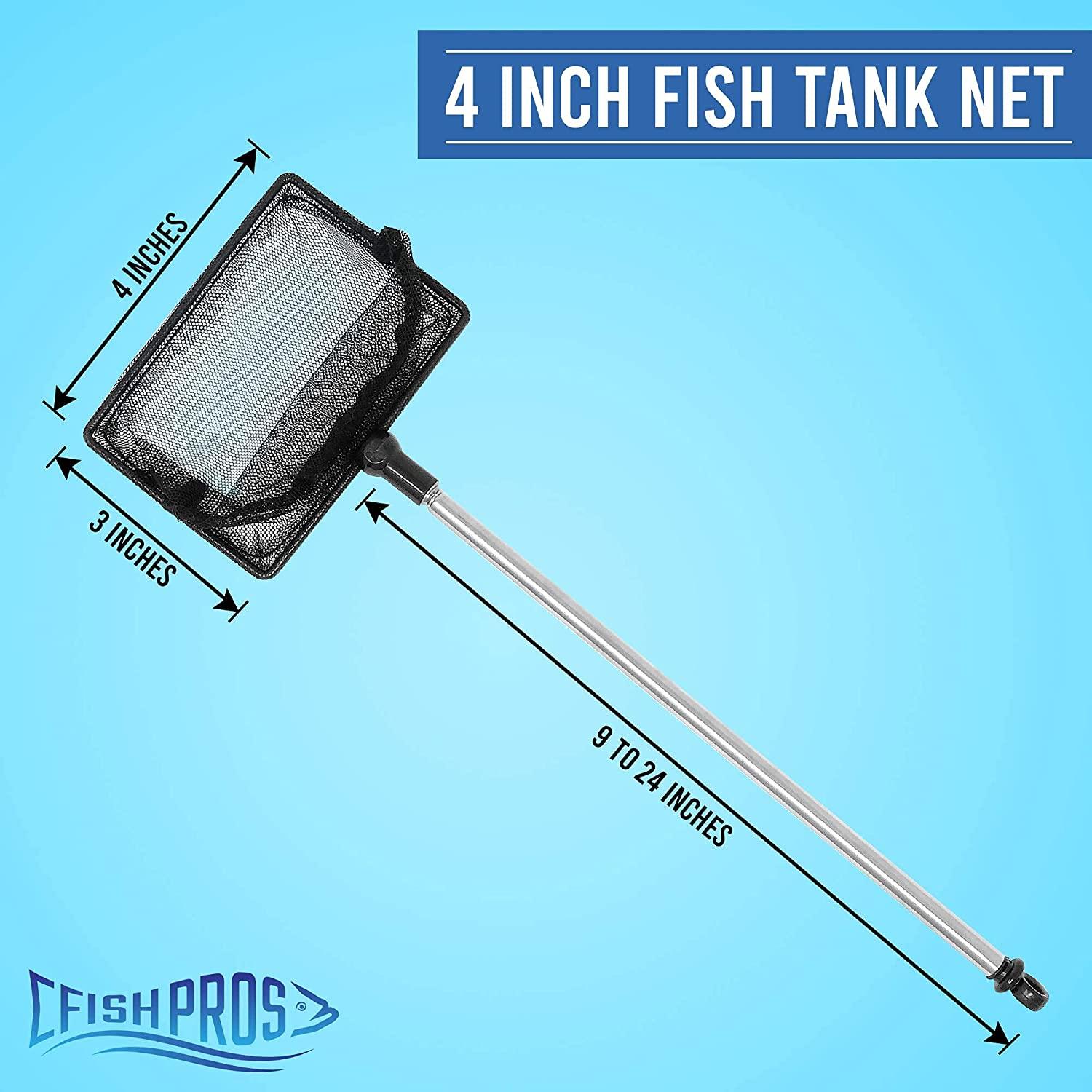 FISH PROS Telescopic Pond Skimmer Net - 24 Extendable Handle, 2.5 Deep ...