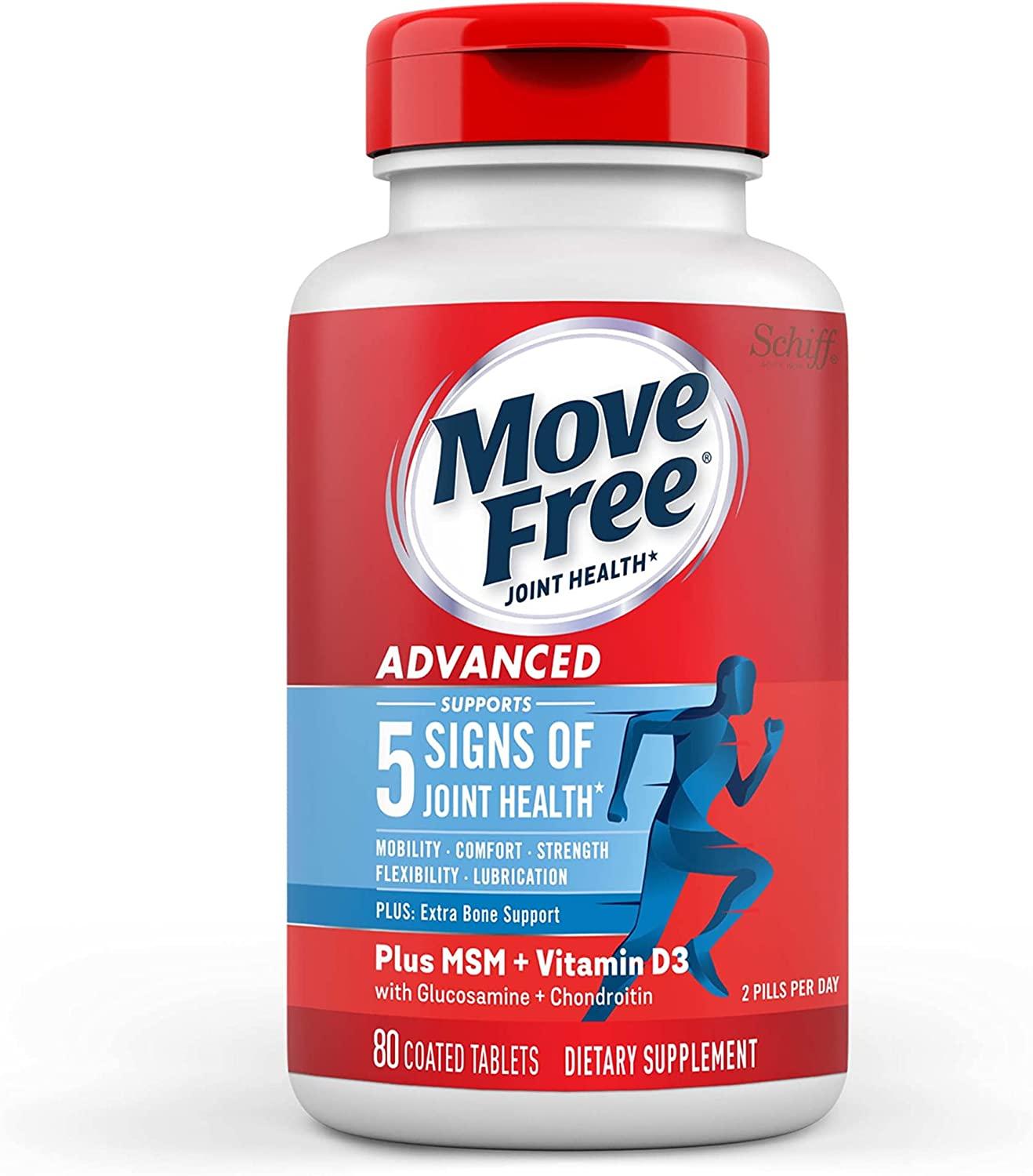 Move Free Advanced Joint Support Tablets with Glucosamine, Chondroitin, MSM & Vitamin D3 - 80 ...
