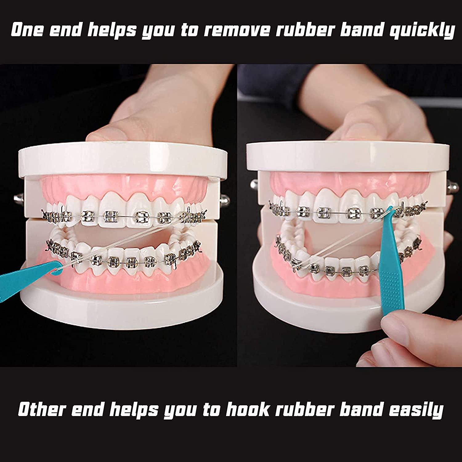 500 Pcs Orthodontic Elastic Rubber Bands 3.5oz Heavy Dental Traction Bands with Free Placer for ...