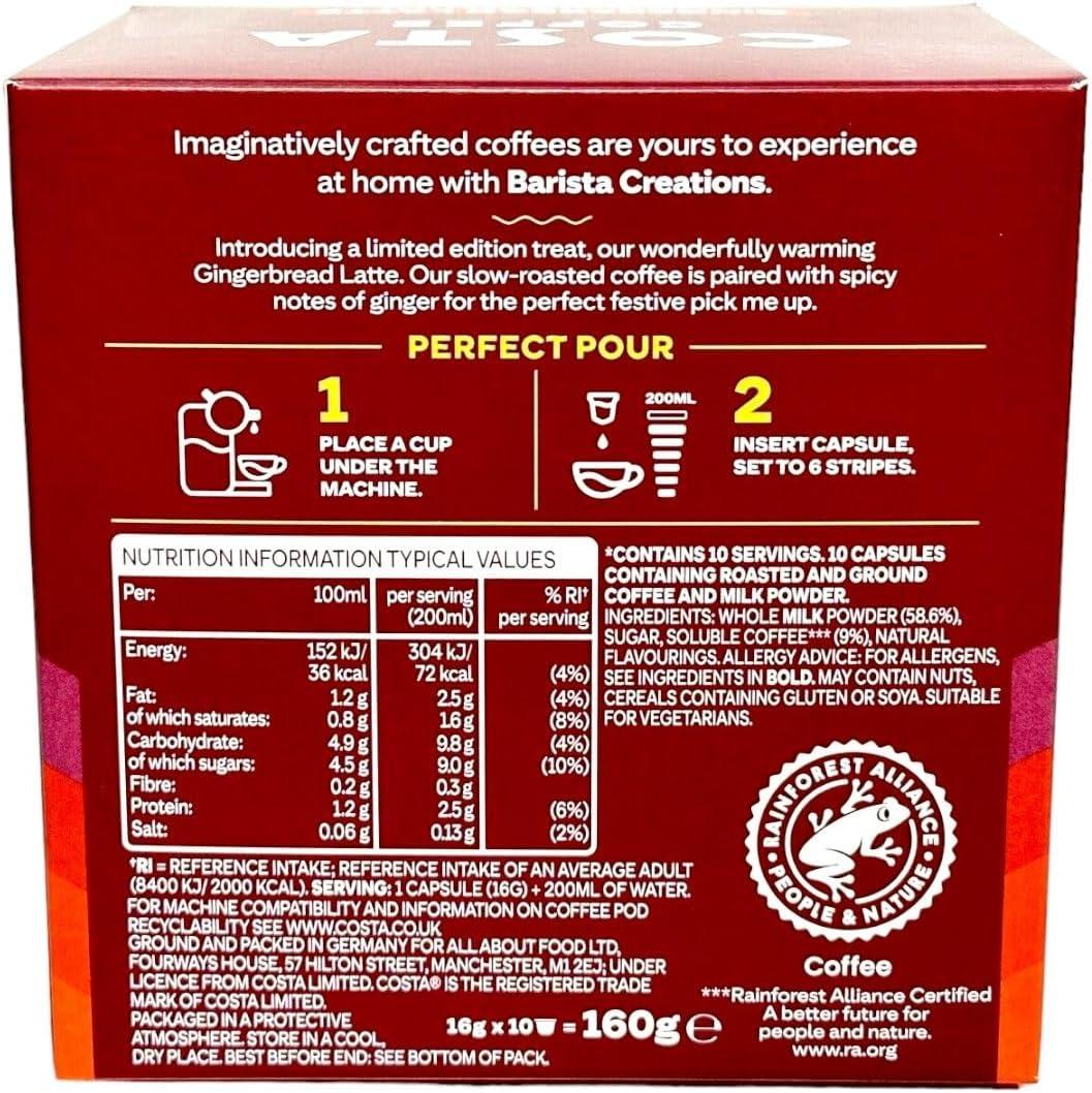 Costa Coffee Barista Creations Gingerbread Latte Dolce Gusto Compatible ...