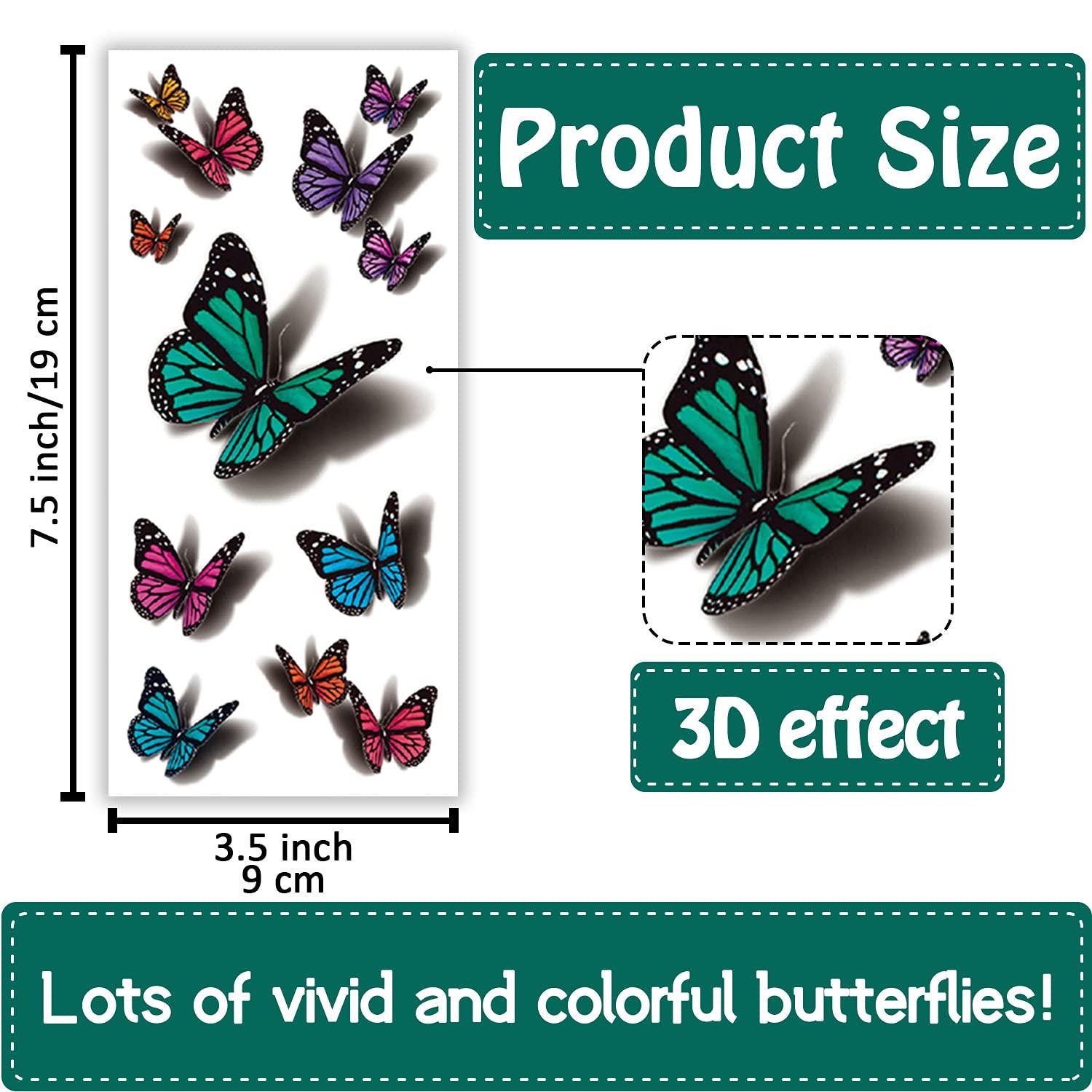 Cerlaza 78 Styles Temporary Tattoos For Women Adults 3d Butterfly