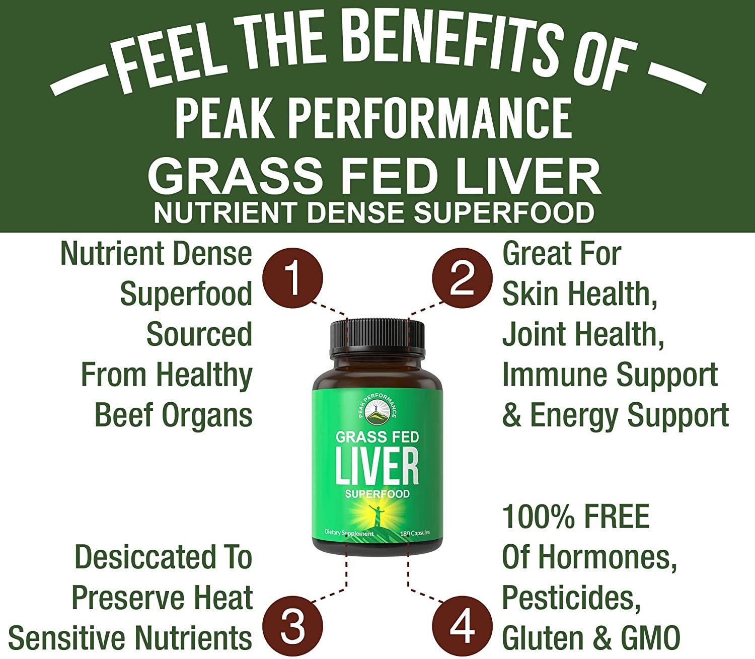 Grass Fed Desiccated Beef Liver Supplement - 180 Capsules Superfood ...