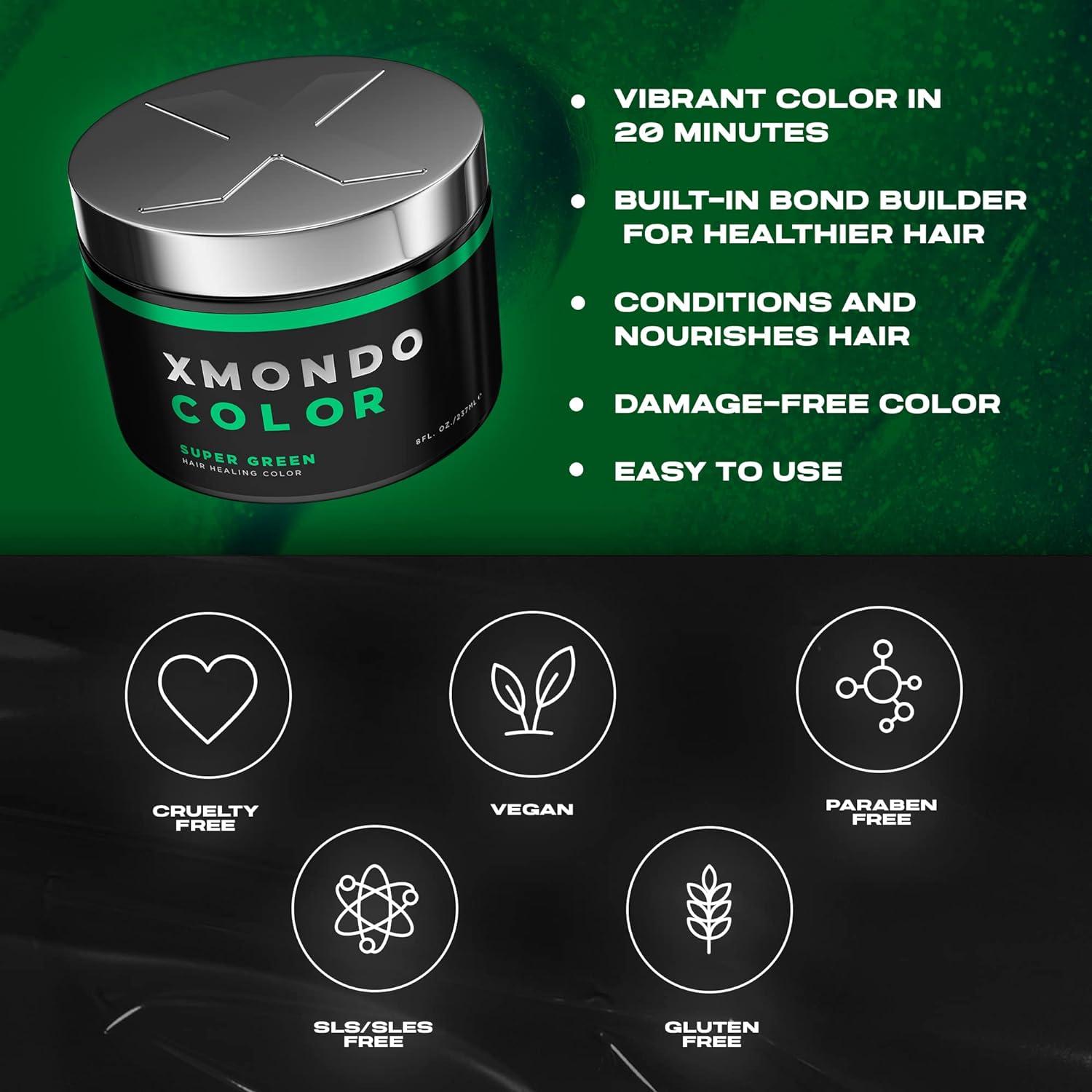 XMONDO Color Super Green Hair Healing Semi Permanent Color - 8 Fl Oz ...
