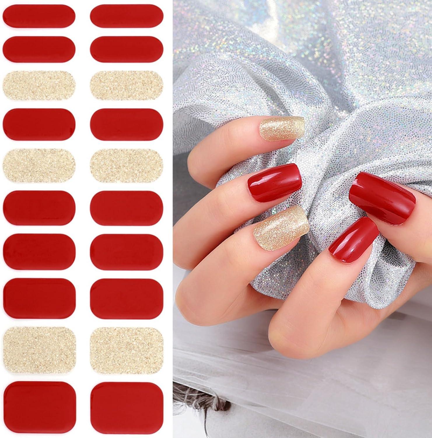 20 Sticker Semi Cured Gel Strips Gel Nail Full Wraps Strips Gel Nail ...