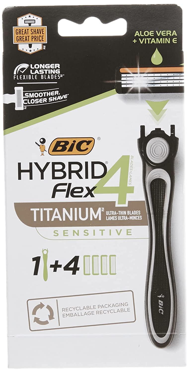 BIC Hybrid Flex 4 Titanium Men's Disposable Razors, For a Smooth, Ultra ...