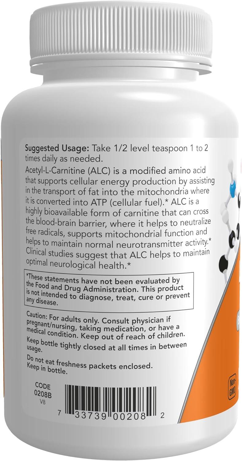 Now Supplements ALC (Acetyl-L-Carnitine) Powder - Brain and Nerve Cell ...