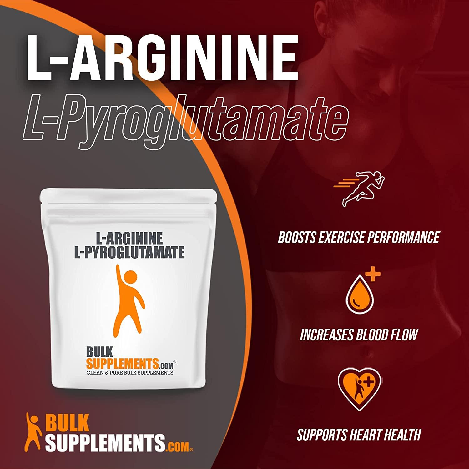BulkSupplements L-Arginine L-Pyroglutamate Powder - 250g Nitric Oxide ...