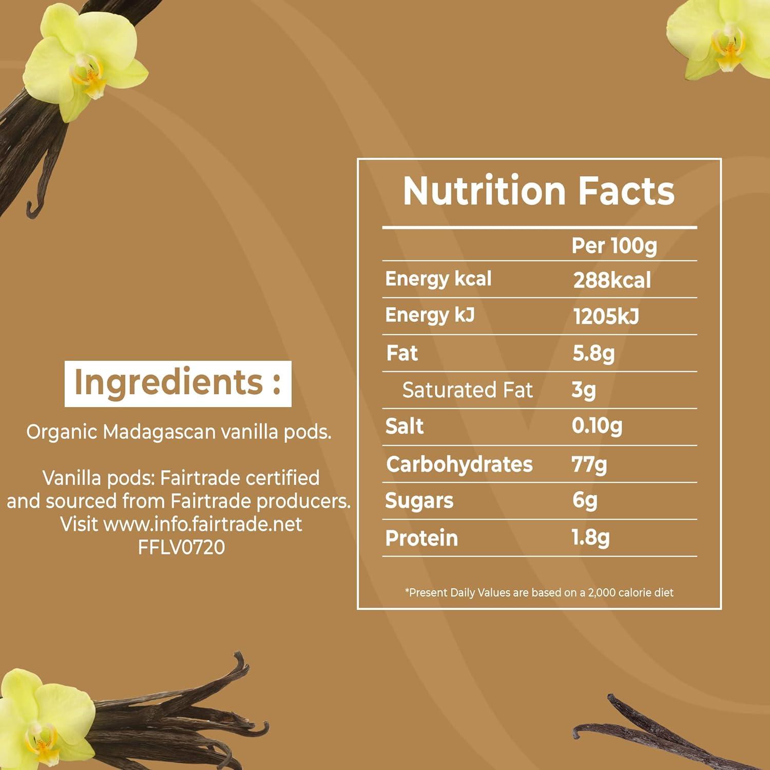 Vanillabazaar Grade A Organic & Fairtrade Madagascan Vanilla Pods - 5 Bourbon Premium Beans in ...