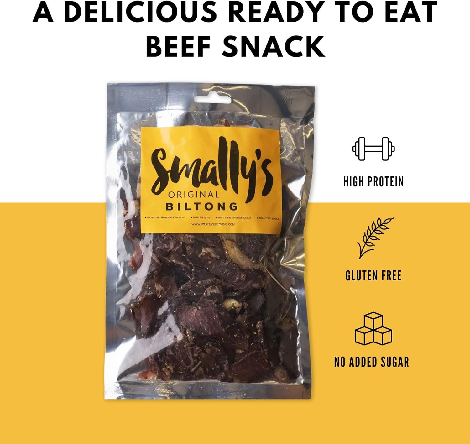 Smally's Original Fatty Biltong - High Protein Gluten Free Beef Snack ...