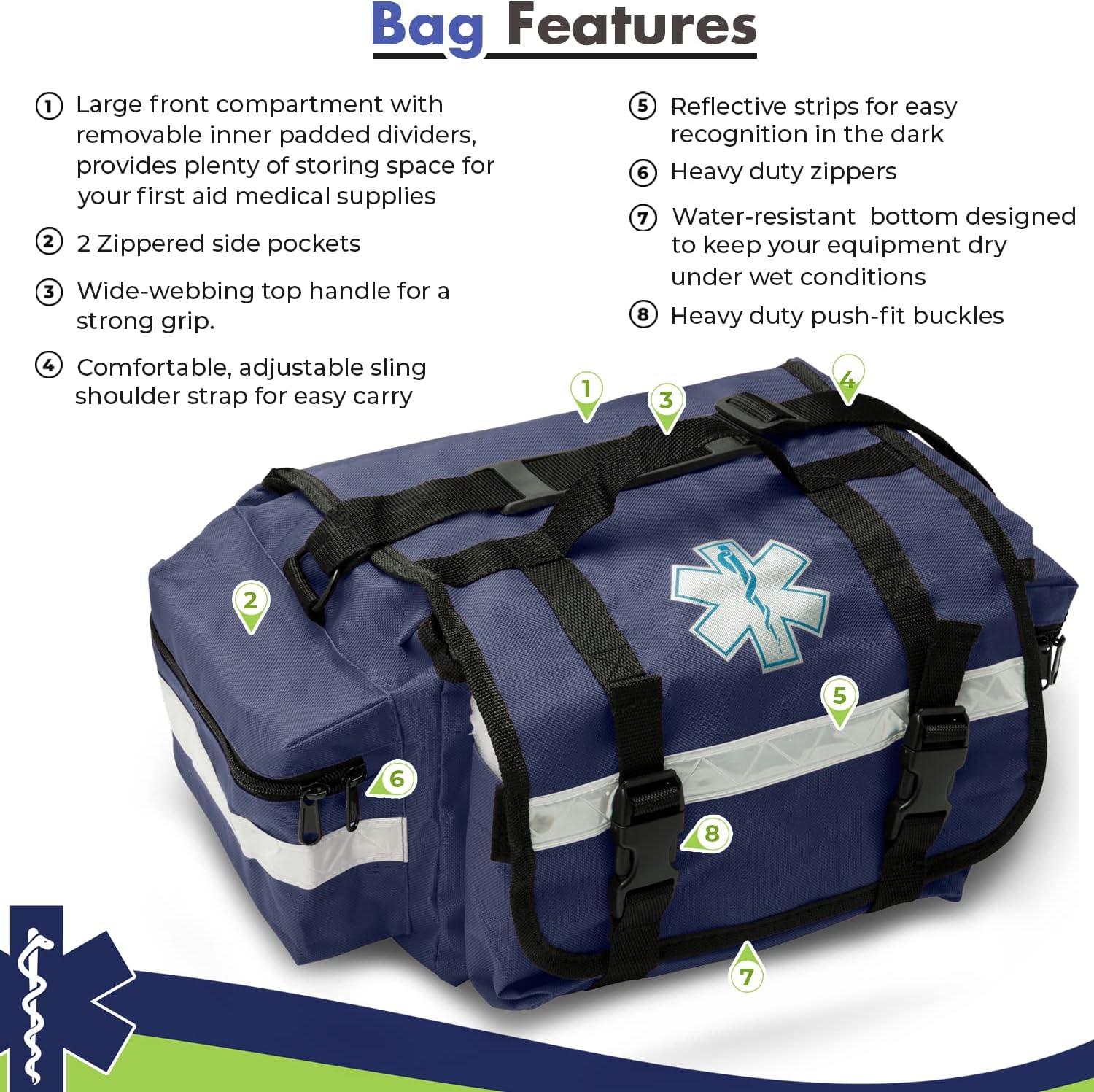 NOVAMEDIC Professional Blue First Responder Bag 17x9x7 - EMT Trauma ...