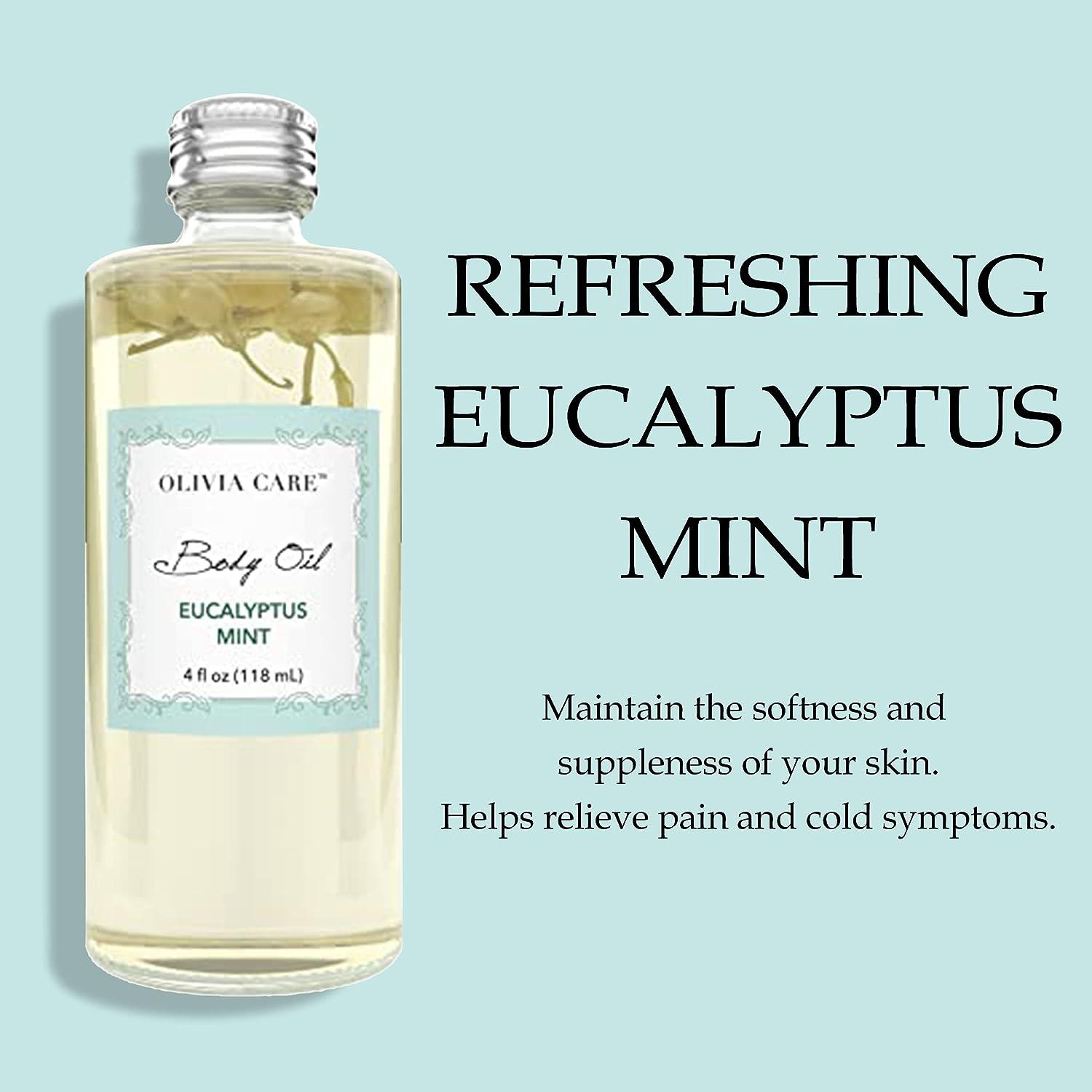 Olivia Care Eucalyptus Mint Body Oil - Vegan & Natural Hydrating ...
