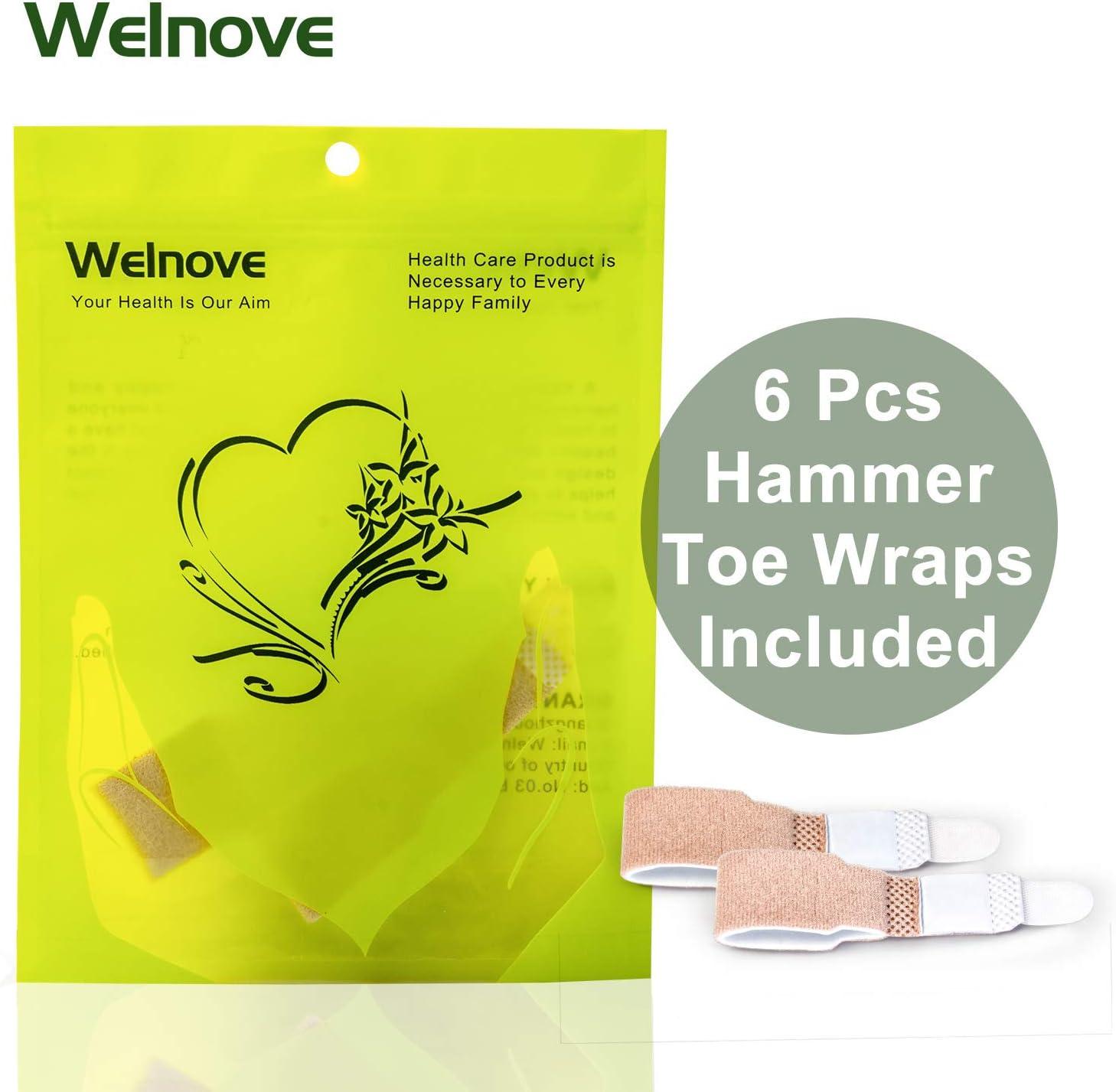 Welnove Hammer Toe Straightener Set - 6 Pcs Splints & Cushioned ...