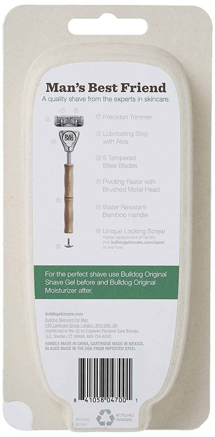 Bulldog Men's Skincare Bamboo Razor - Eco-Friendly Handle & 2 Refills ...