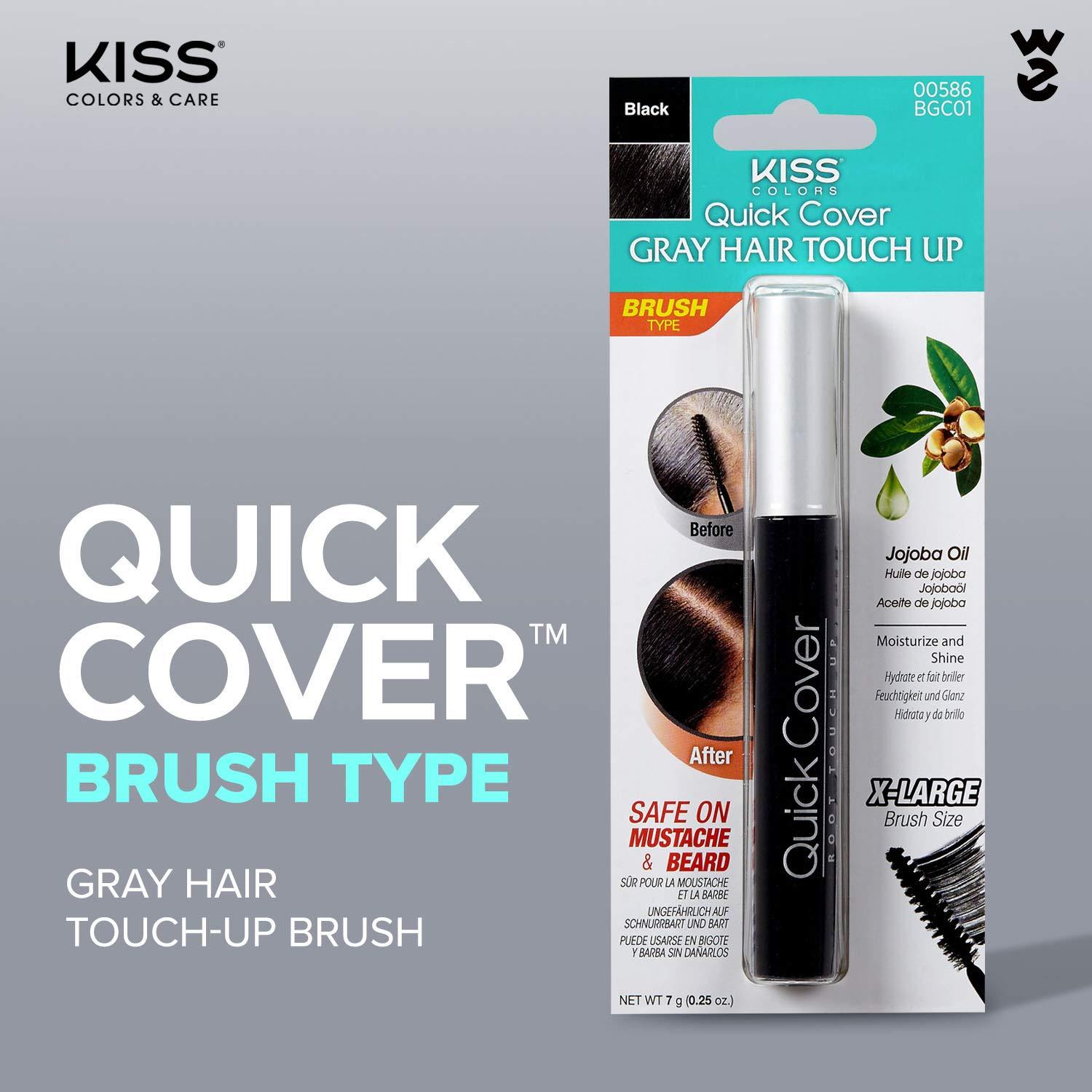 Kiss Quick Cover Gray Hair Touch Up Black Set - Moisturizing & Shine ...
