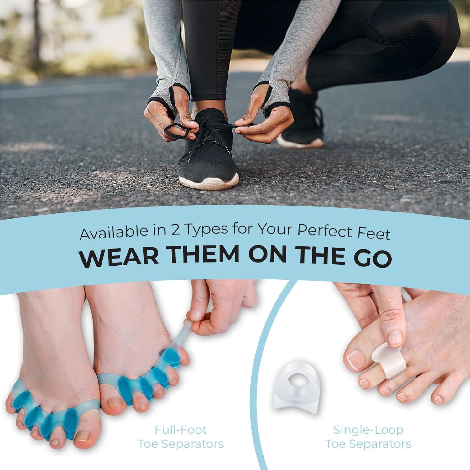 Toe Spreader Silicone for Overlapping Toes - 4 Pieces (Single Loop ...