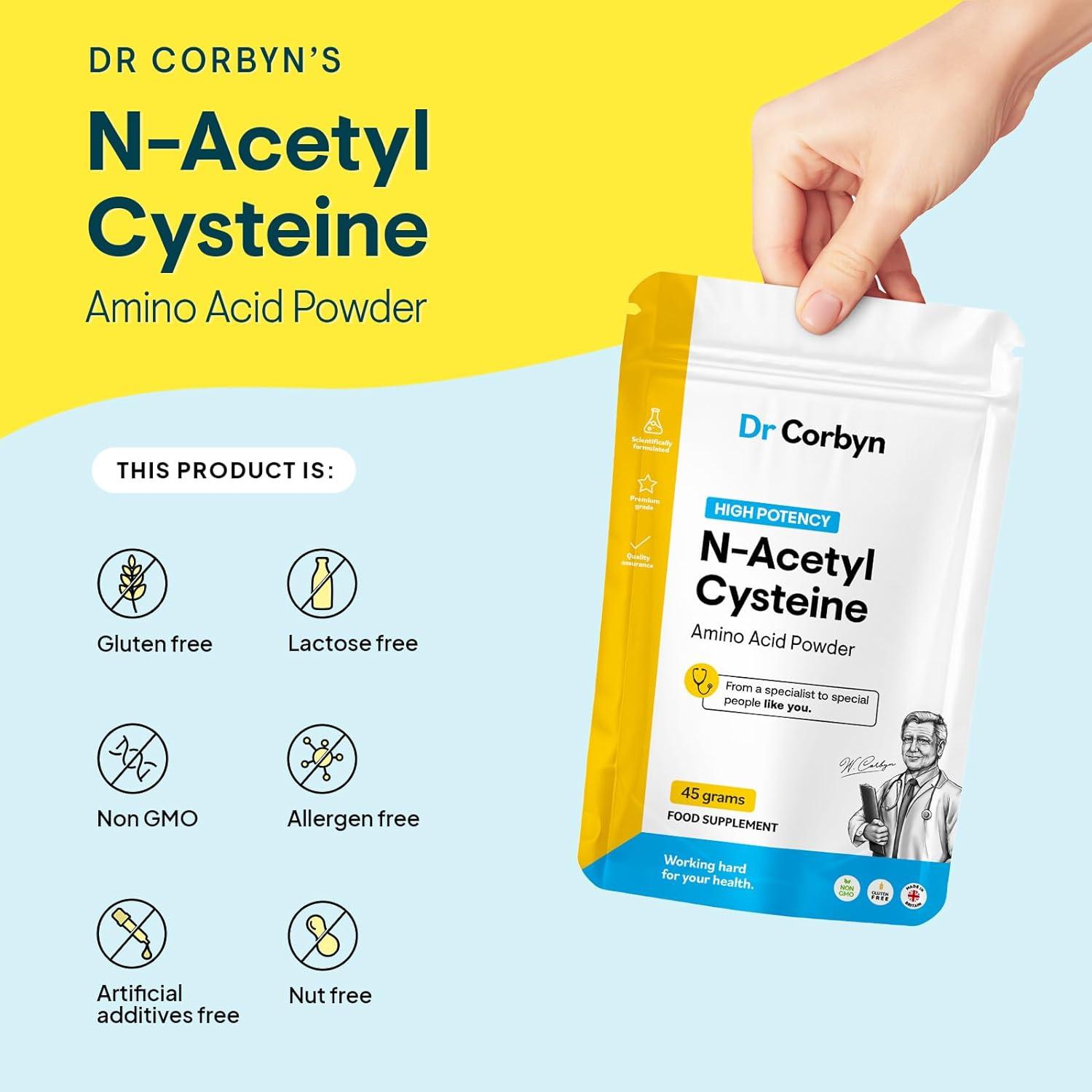 Dr Corbyn NAC N-Acetyl-Cysteine 600mg Powder - 45 Grams | High Strength ...