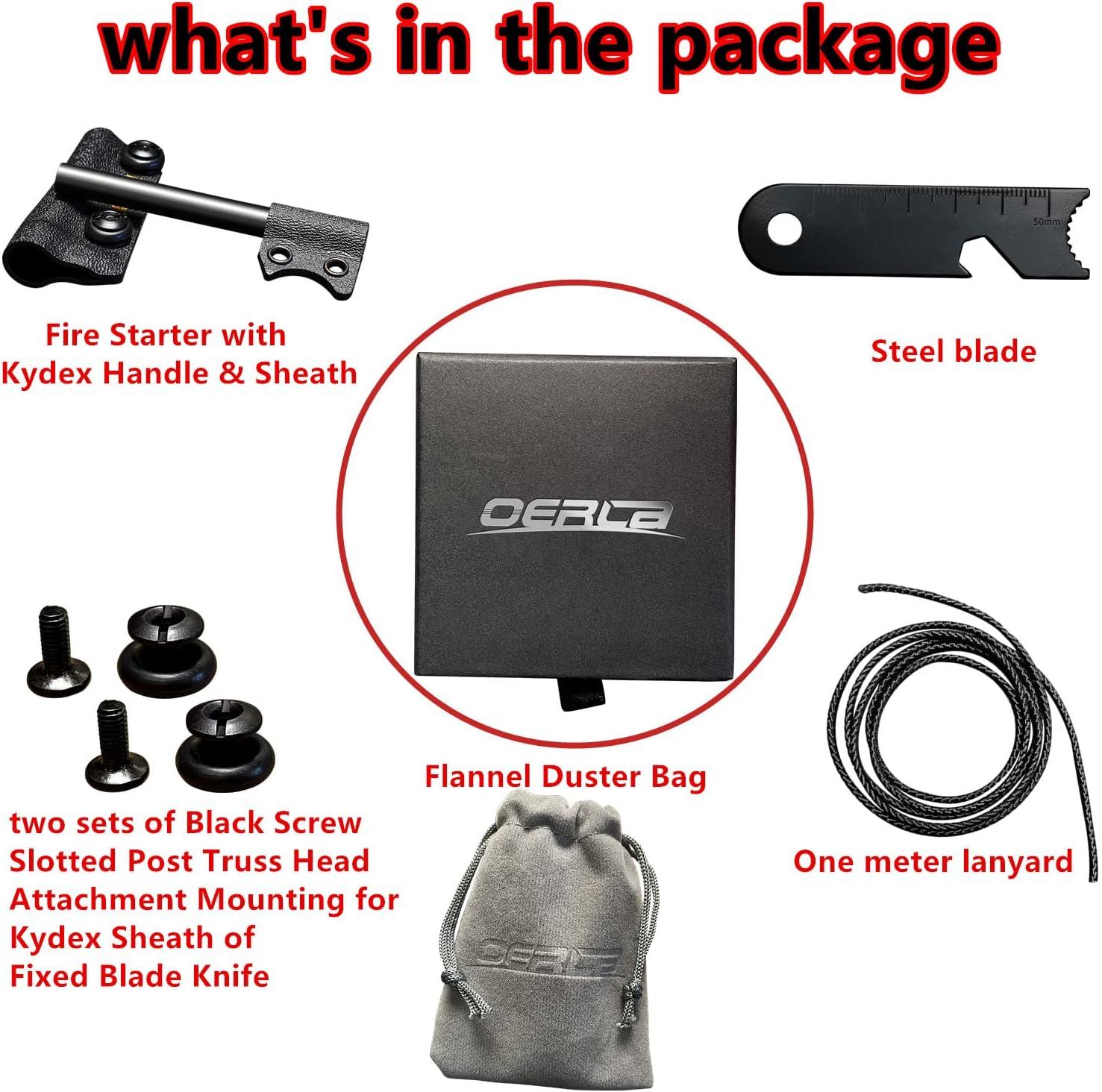 OERLA OLF-S48B Tactical Style Magnesium Ferro Rod Fire Starter with ...