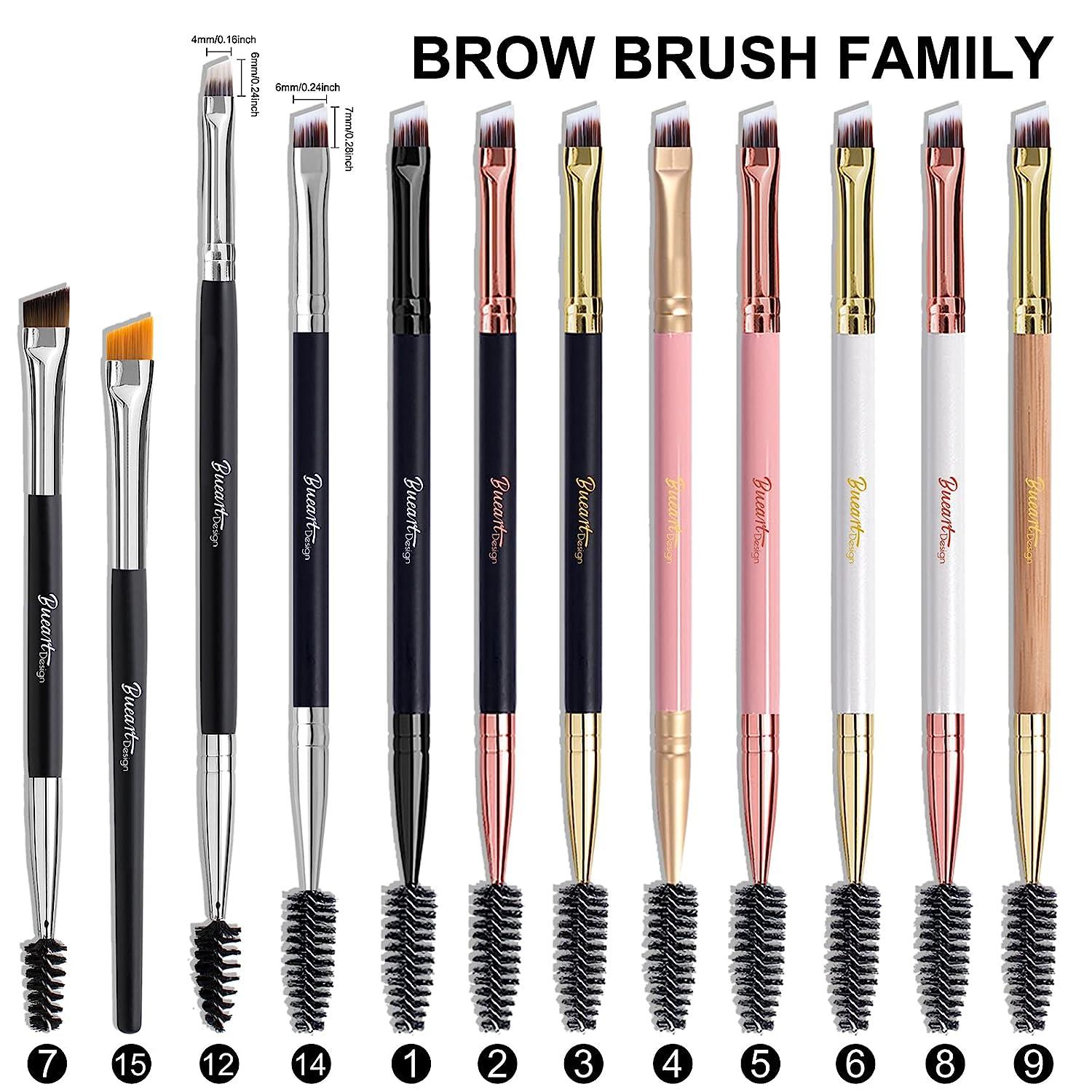 Ultra Thin Brow Brushes - Duo Angled Eyebrow & Eyeliner Brush Set ...