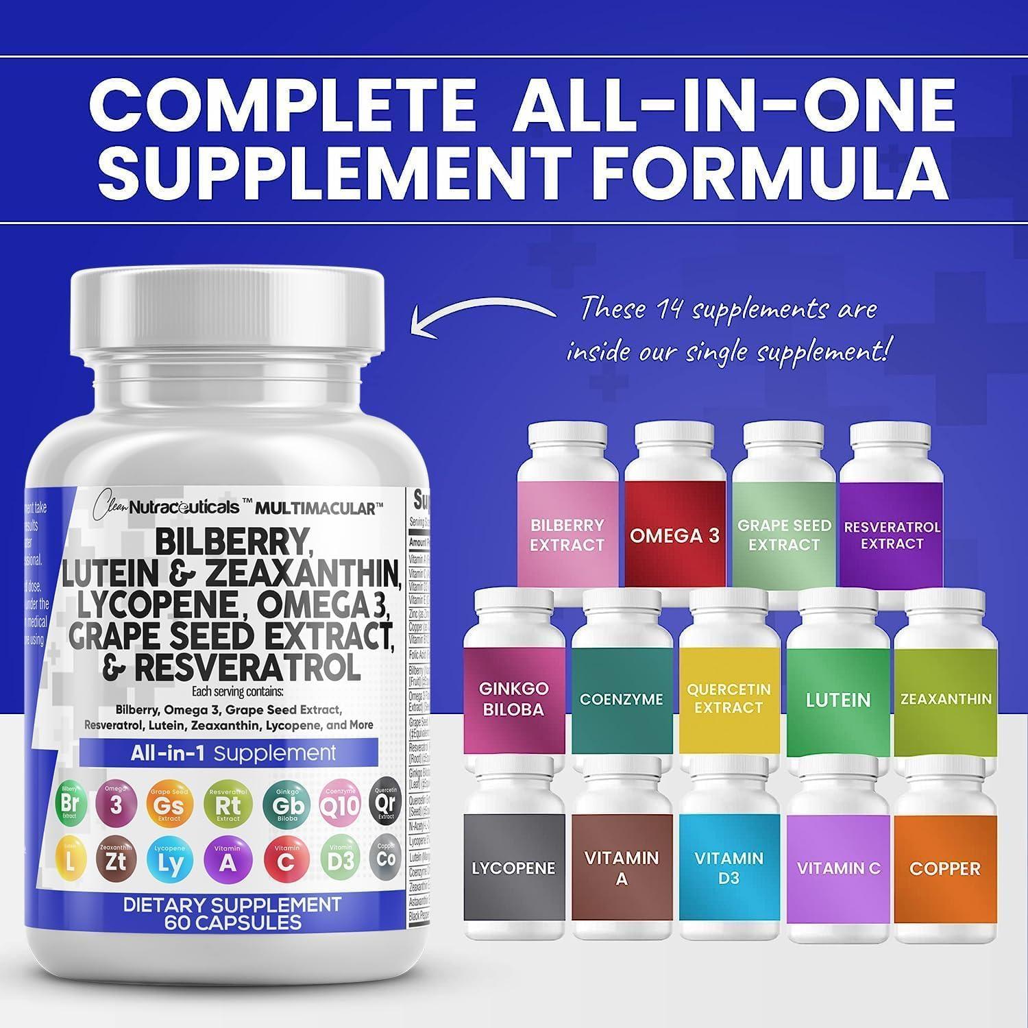 Clean Nutra Eye Vitamins with Bilberry Lutein and Zeaxanthin ...