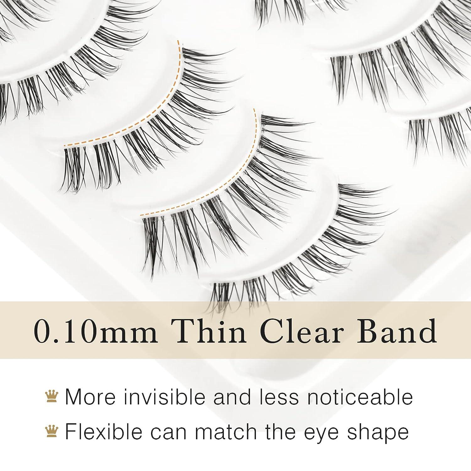 EMEDA Natural Look 10mm Thin Clear Band Asian Style Fake Strip Lashes ...