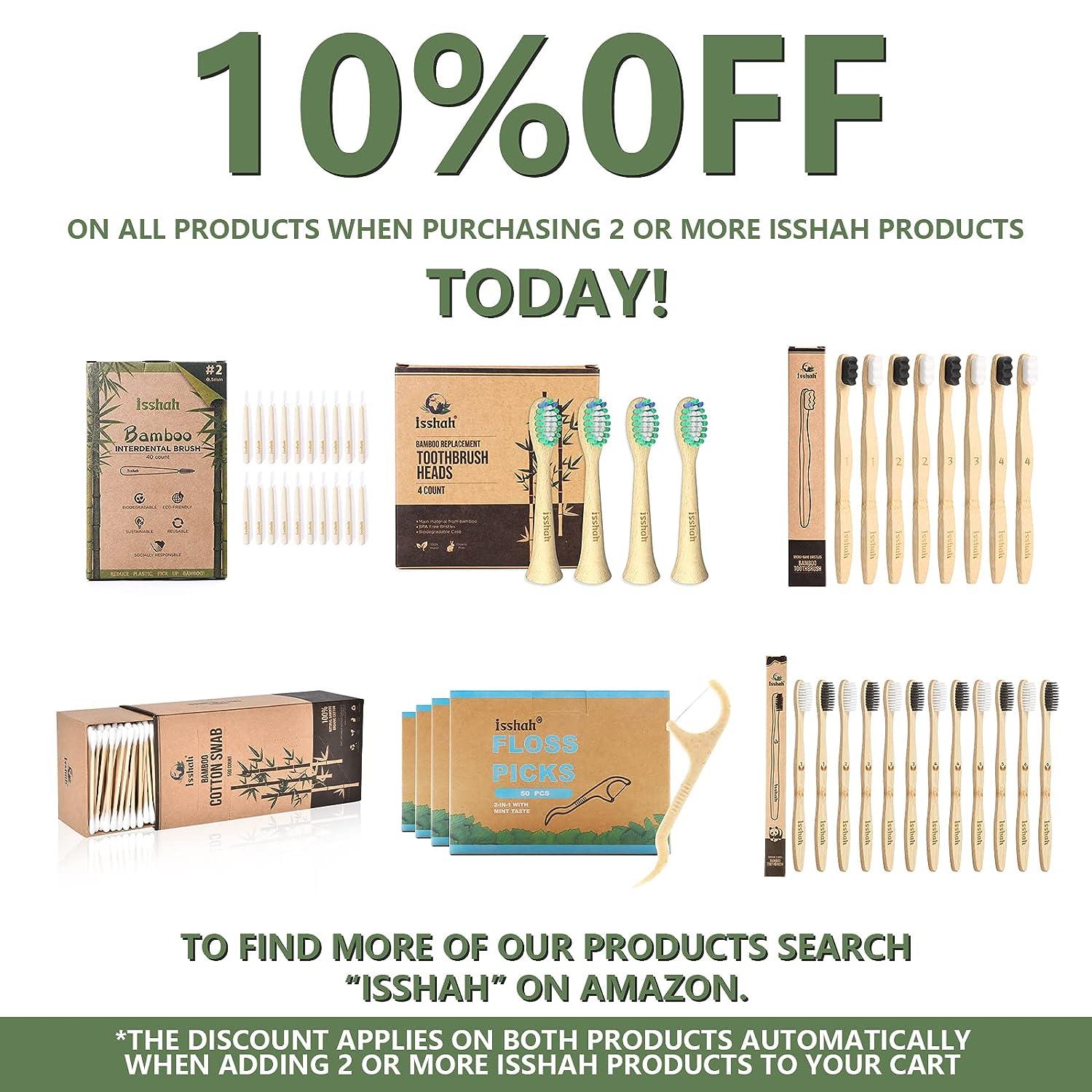 Isshah Biodegradable Eco-Friendly Natural Bamboo Charcoal Toothbrushes ...