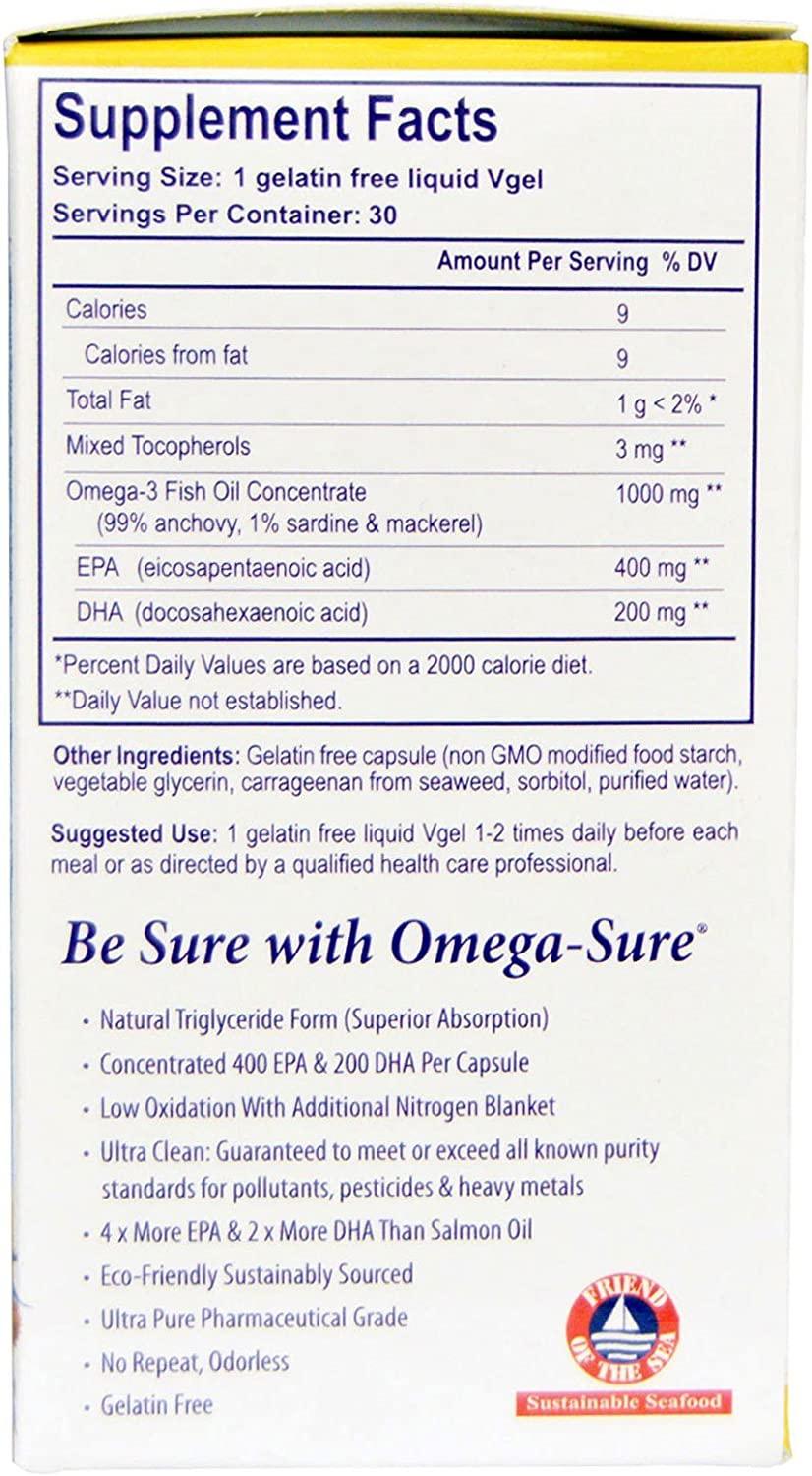 Paradise Herbs Omega Sure Omega-3 1000mg - Vegetarian Fish Oil Softgels (30 Count) | Buy Now ...