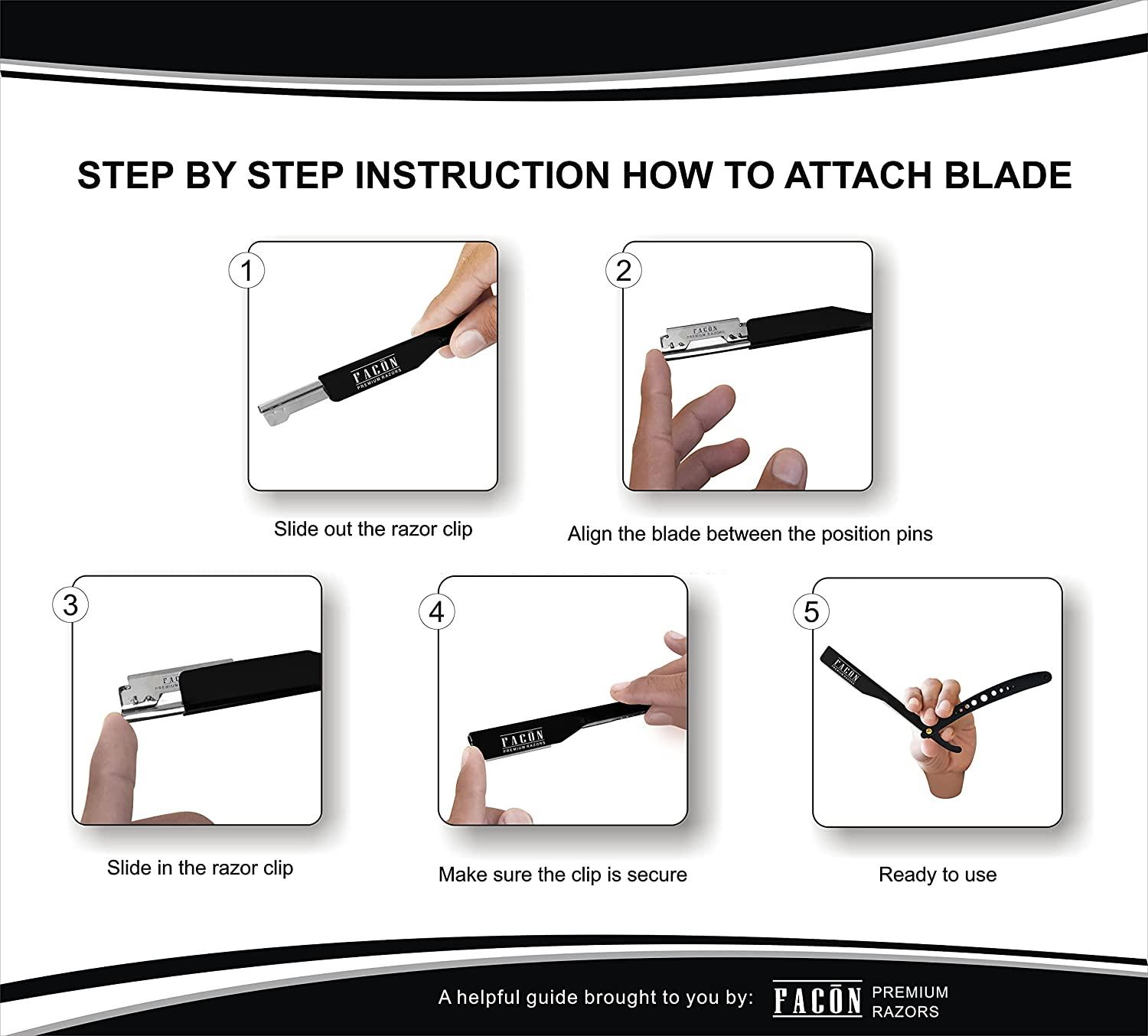 100 Blades + Facn Professional Adjustable Straight Edge Barber Razor ...