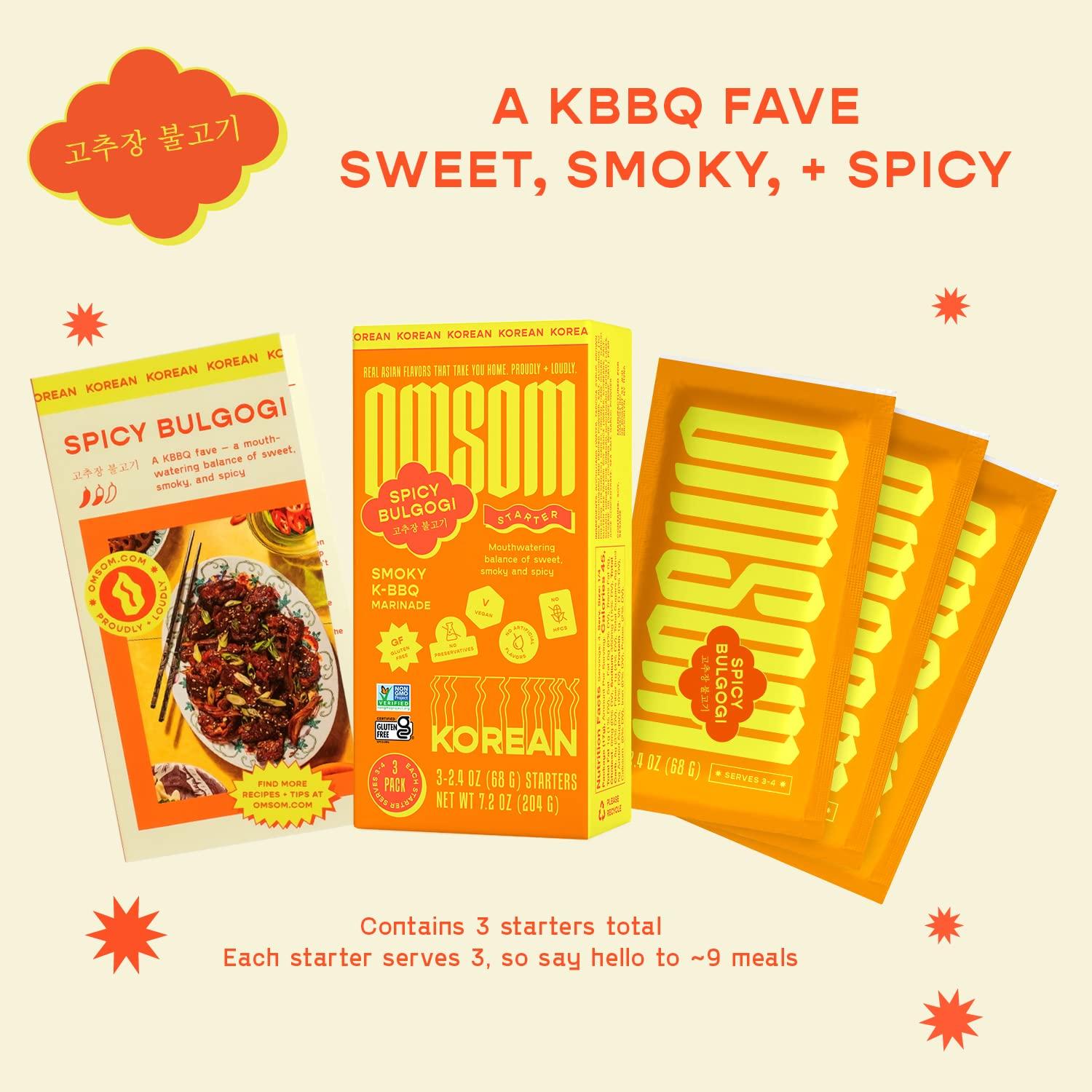 Omsom Korean Spicy Bulgogi Sauce - All-In-One Asian Sauce Packets | BBQ ...