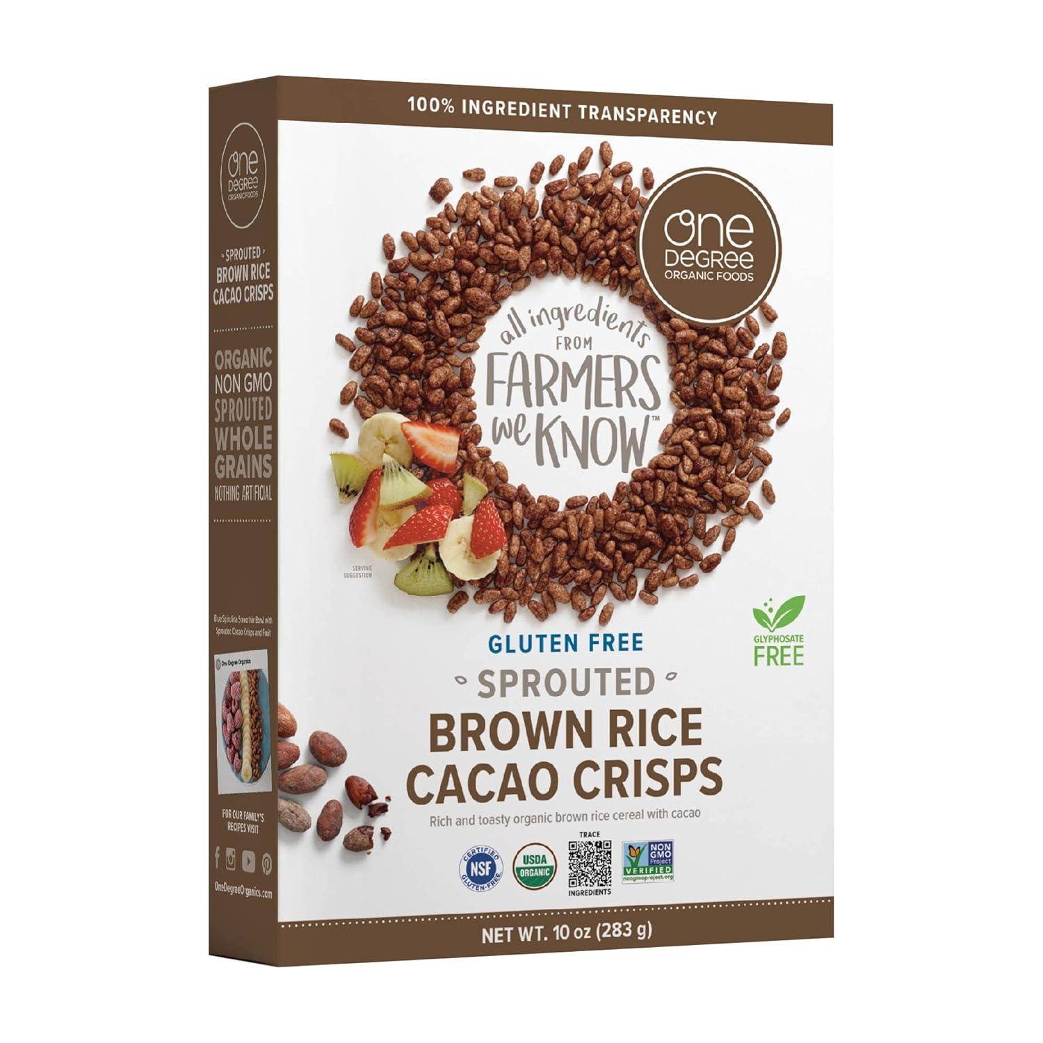 Organic Sprouted Brown Rice Cacao Crisps 10 oz - Pack of 6 | Non-GMO ...