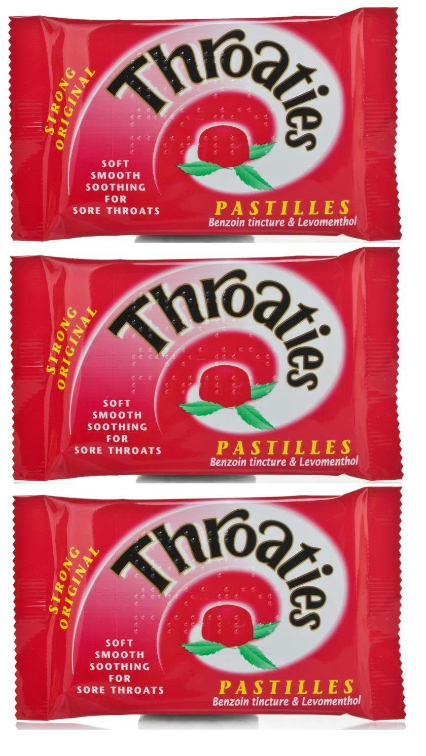 Throaties Strong Original Pastilles with Honey & Menthol - Pack of 3 ...
