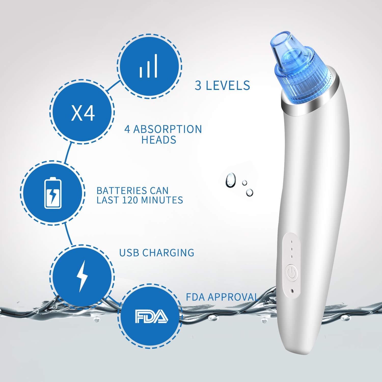 Pore Vacuum Blackhead Remover | Electric Facial Cleaner with Adjustable ...