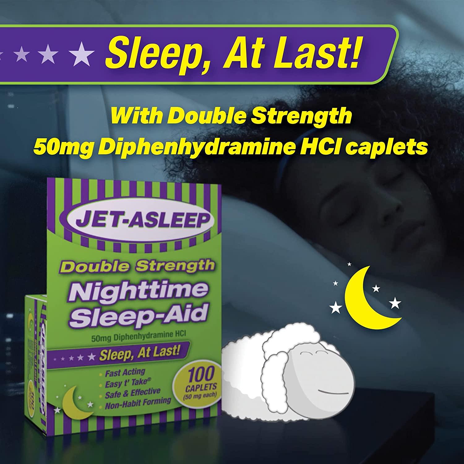 Jet-Asleep Double Strength Nighttime Sleep-Aid 100 Count - Deep Sleep ...
