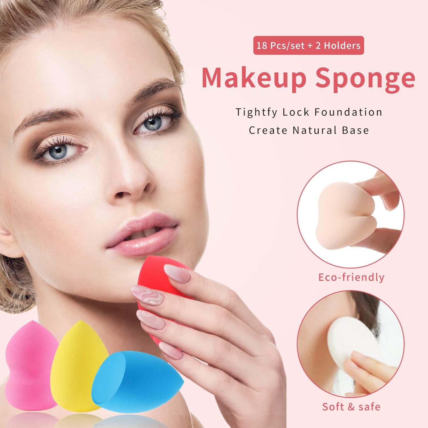 Makeup Sponge 18 Pcs Set-Beauty Sponge Foundation Blending Sponge with ...