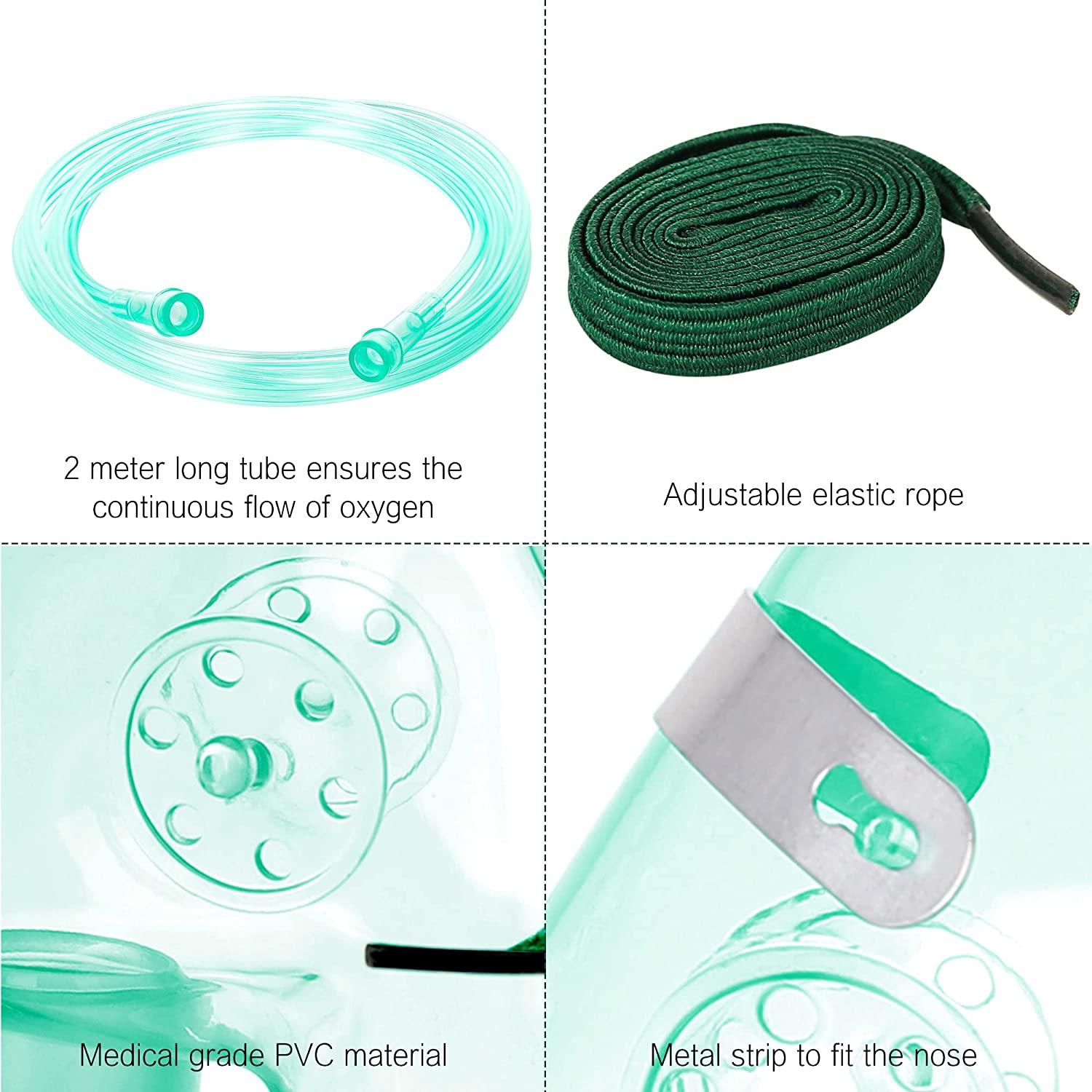 3 Pack Oxygen Mask for Face Adult with 6.6' Tube & Adjustable Elastic ...