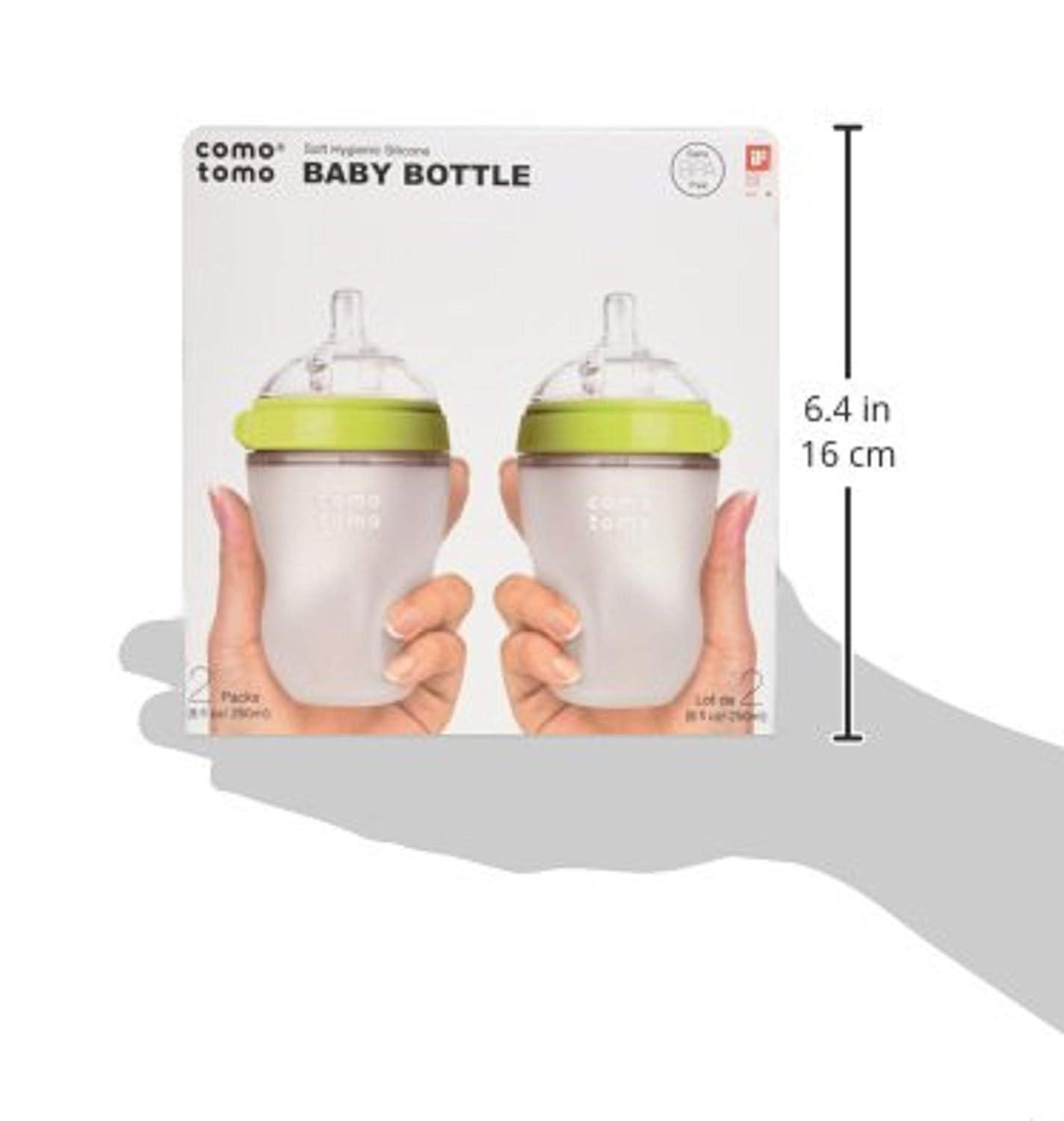 Comotomo Natural Feel 8oz. Bottle 6 Pack - Green | BPA-Free Baby ...