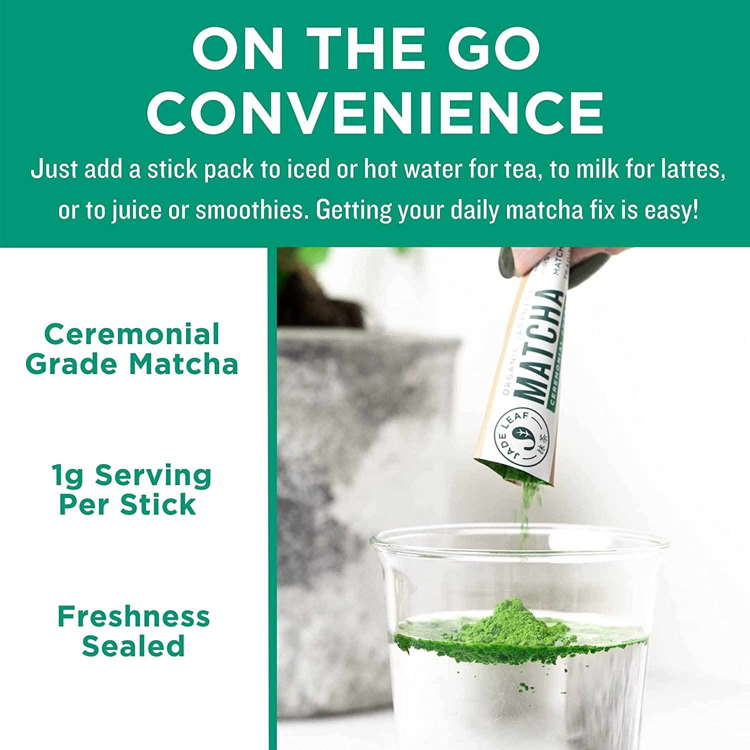 Organic Jade Leaf Matcha Green Tea Powder - 30 Single Serve Stick Packs ...