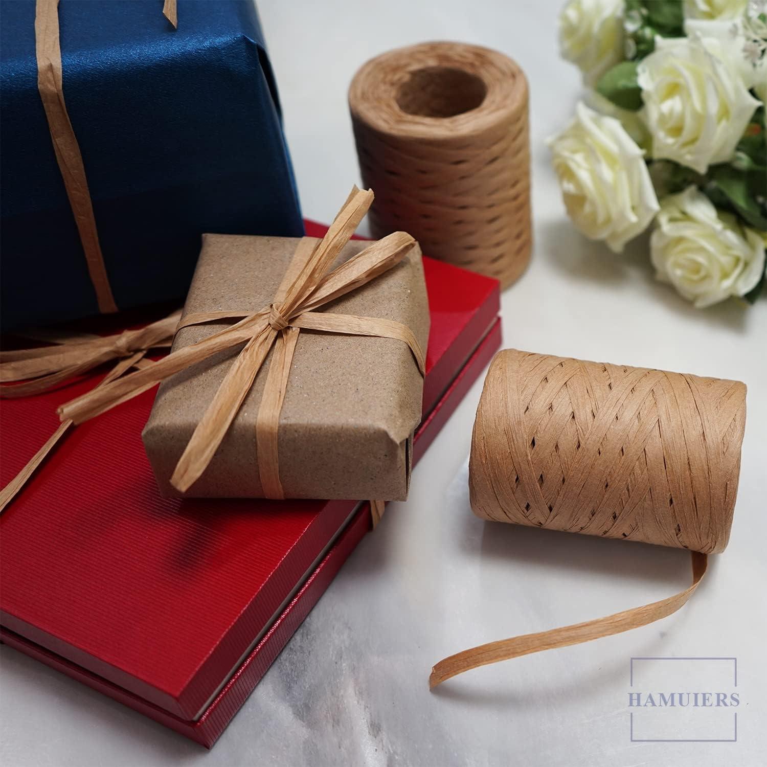 HAMUIERS Raffia Ribbon for Gift Wrapping & Crafts - 1/4'' Wide 109 ...