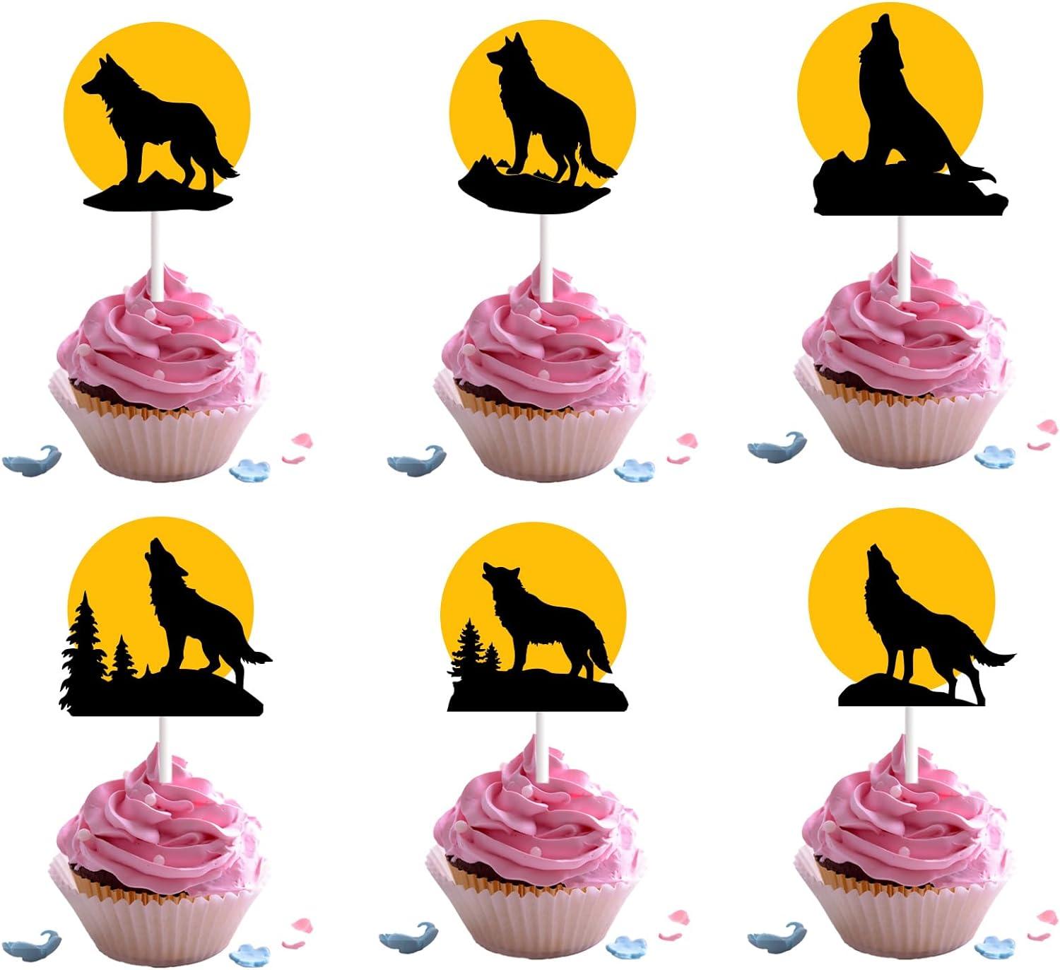 18pcs Wolf Cupcake Toppers for Kids Adult Wolf Birthday Party Decorations Night of the Wolf ...
