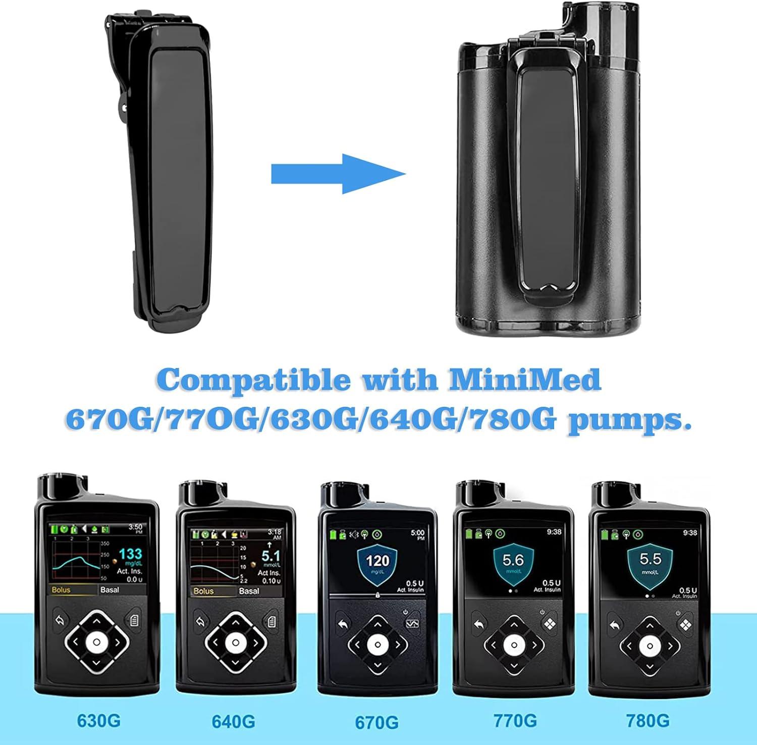 2-Pack Insulin Pump Belt Clip for Medtronic MiniMed 670G 770G 780G 630G 640G Pumps - Black | Buy ...