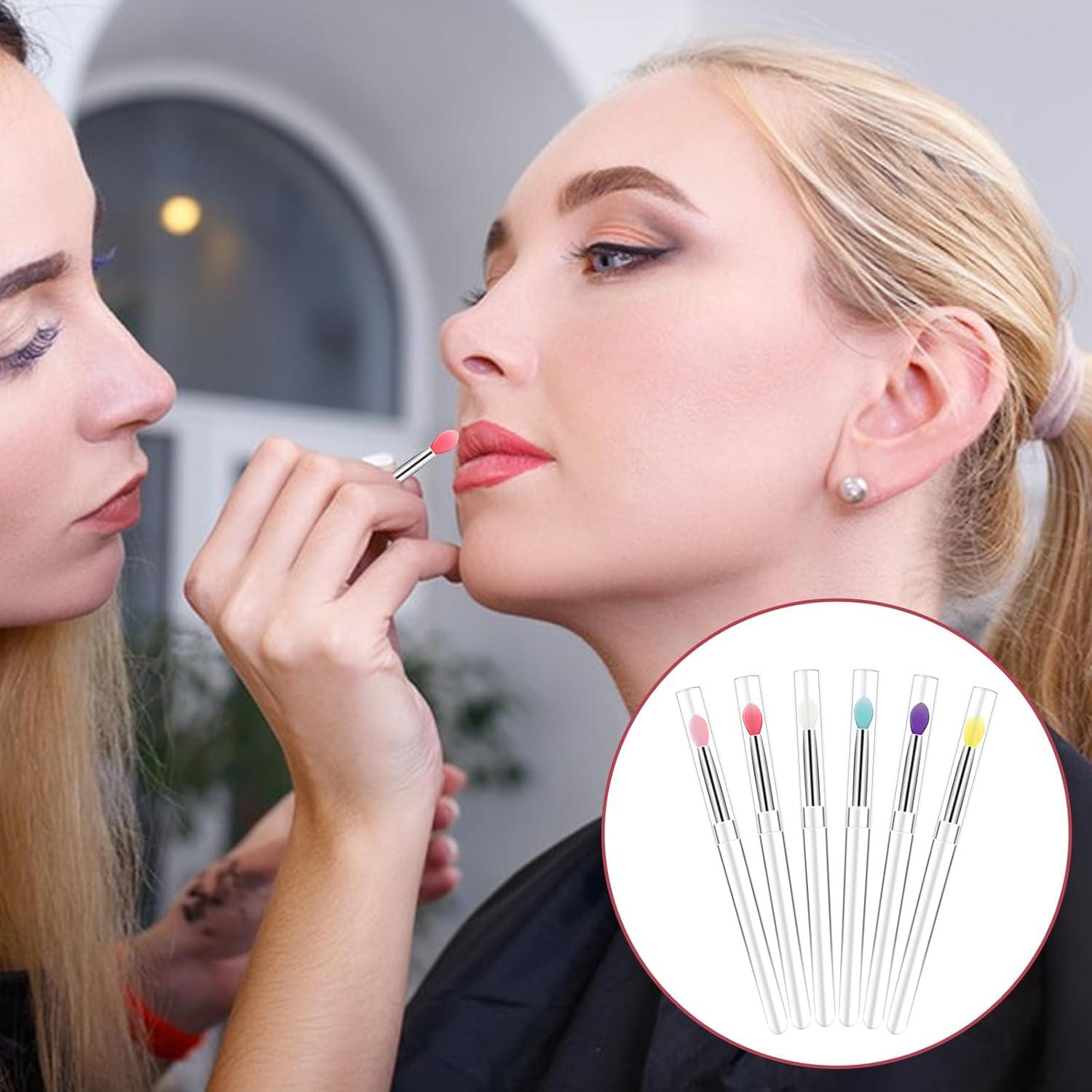 12 Pcs Silicone Lip Brush Silicone Lip Applicator with Transparent ...