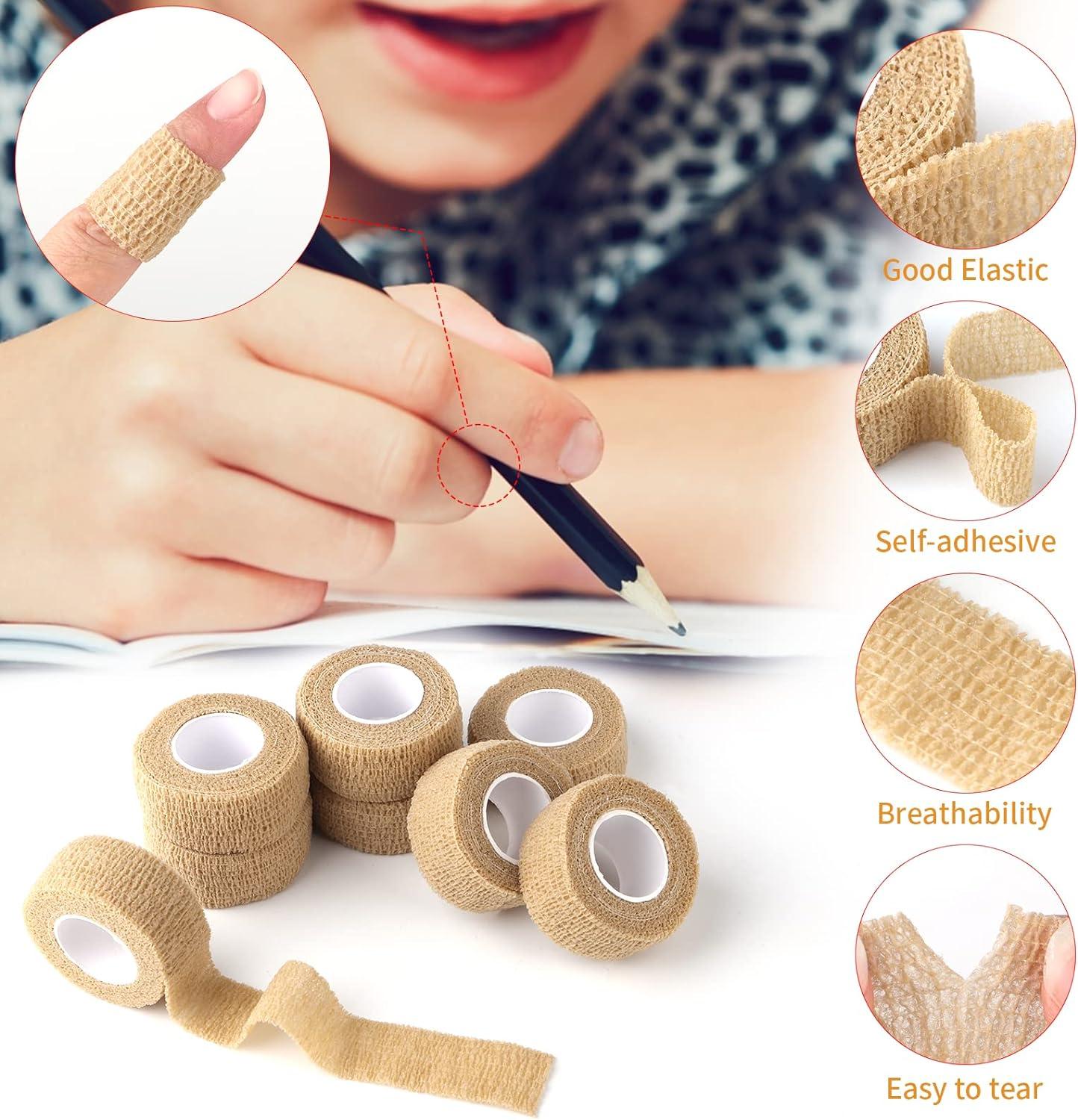 Skin Colour Elastic Self-Adhesive Bandage Finger Tape - 12pc 1 Inch ...