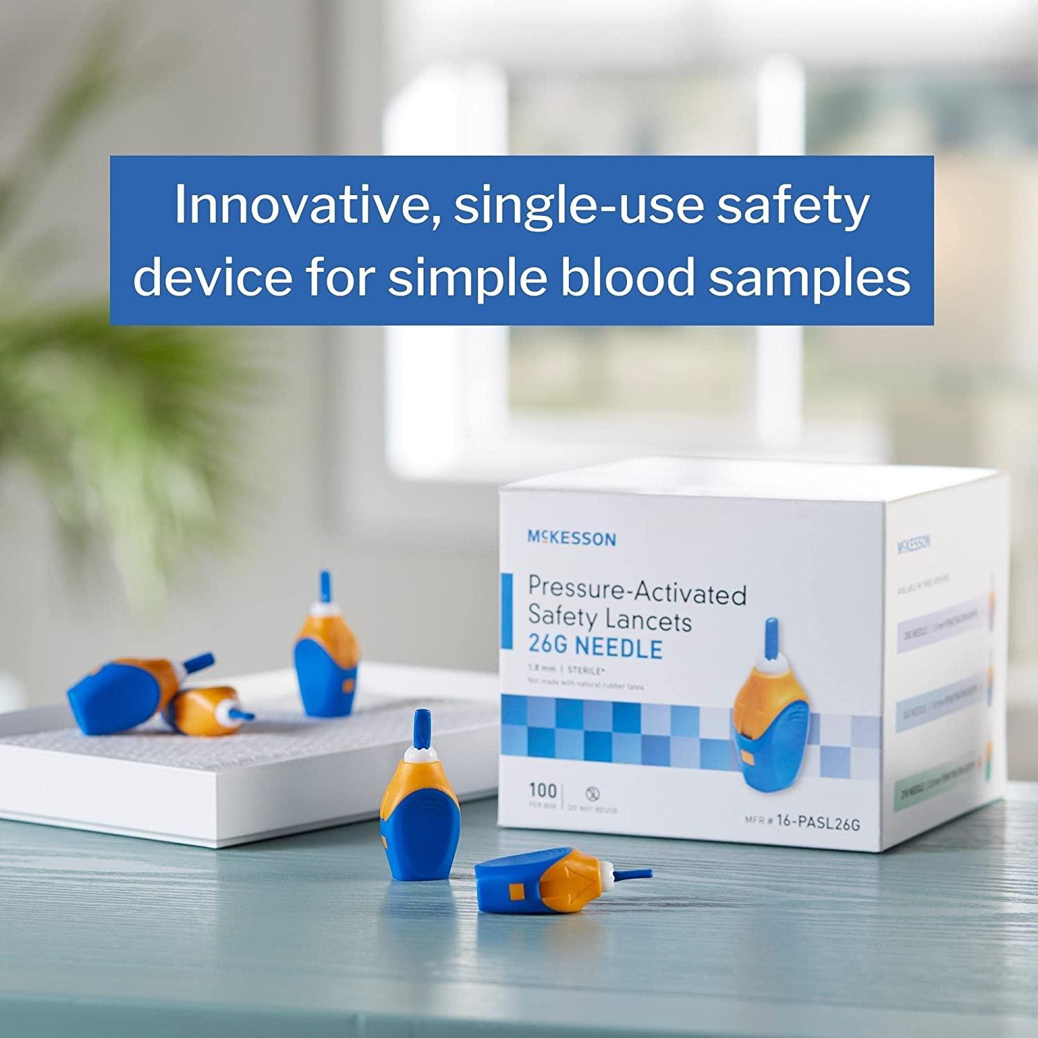 McKesson Safety Lancets 26G Needle 1.8mm 100ct Sterile - Pressure ...