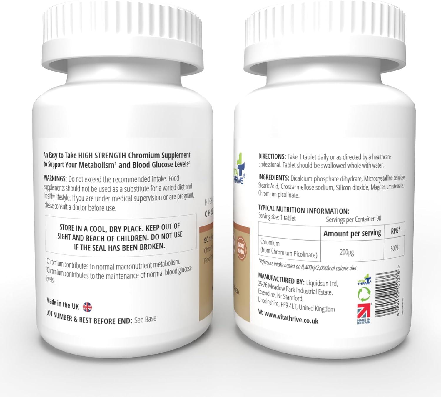 VitaThrive Chromium Picolinate 200g - 90 Tablets | Premium Quality ...